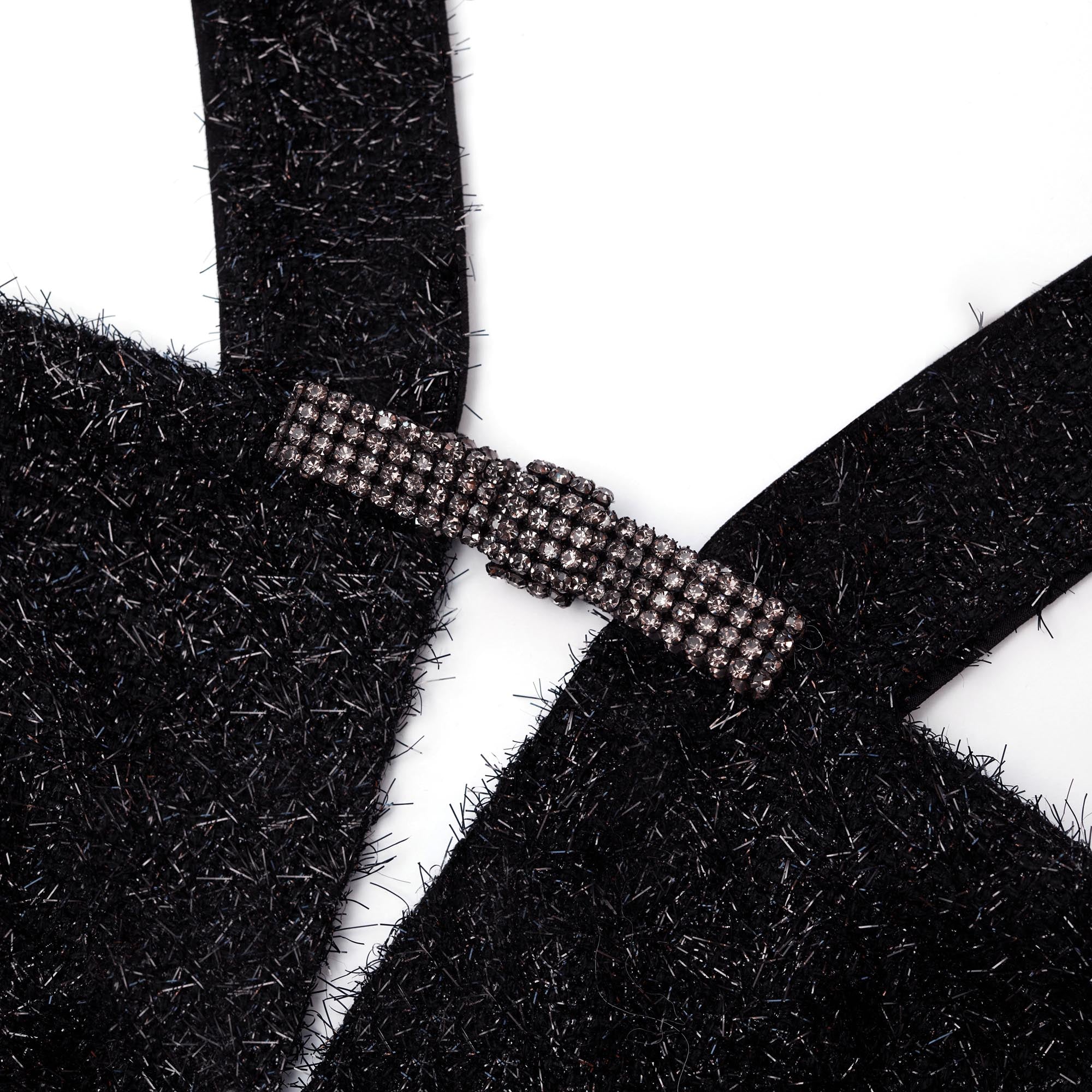 Black Tinsel Boucle Midi Dress – self-portrait