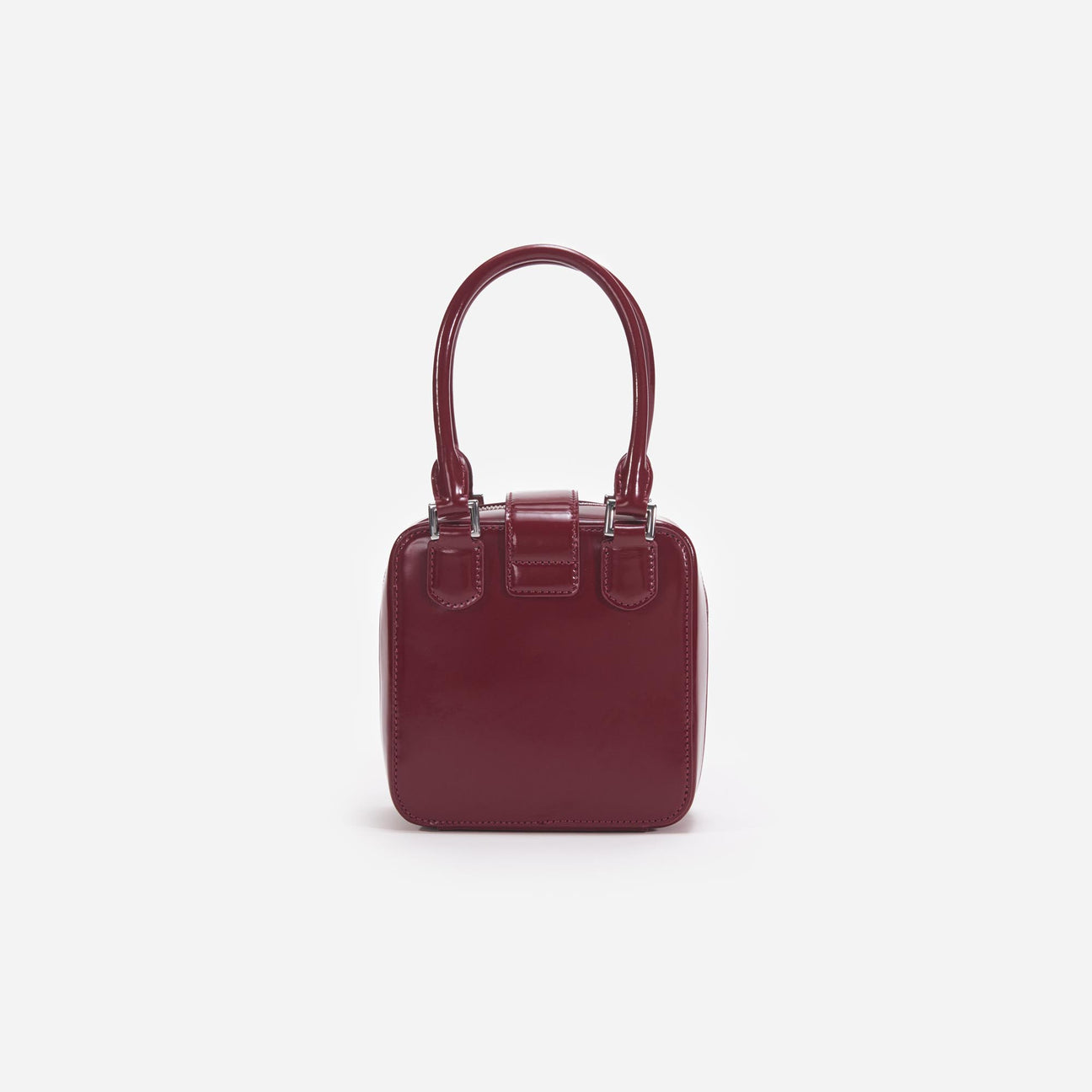 Burgundy Leather Square Mini Tote Bag – self-portrait