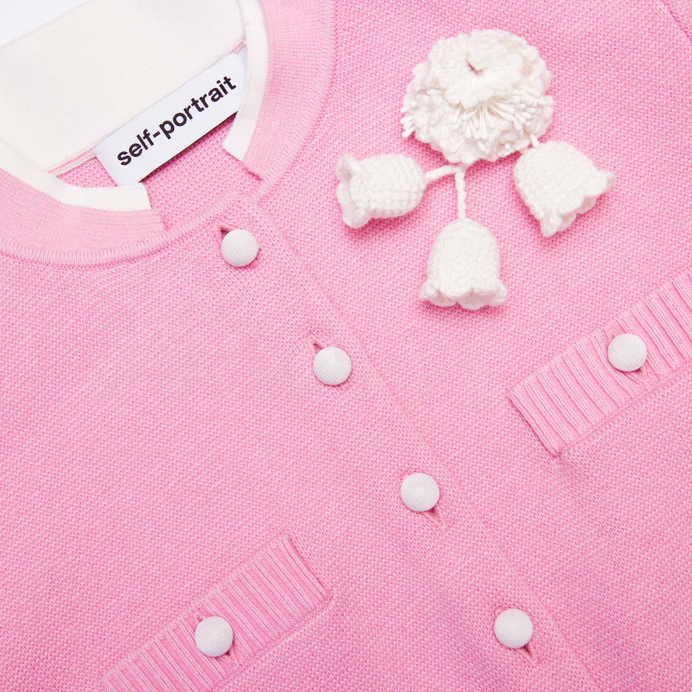 Pink Crochet Flower Knit Top – self-portrait