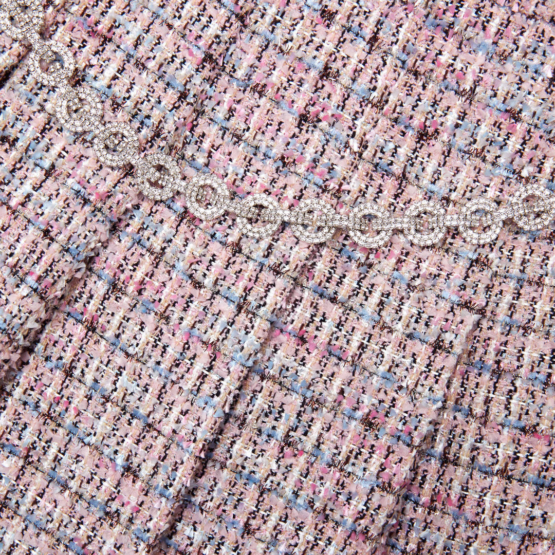 Pink Boucle Crystal Belt Mini Skirt – self-portrait