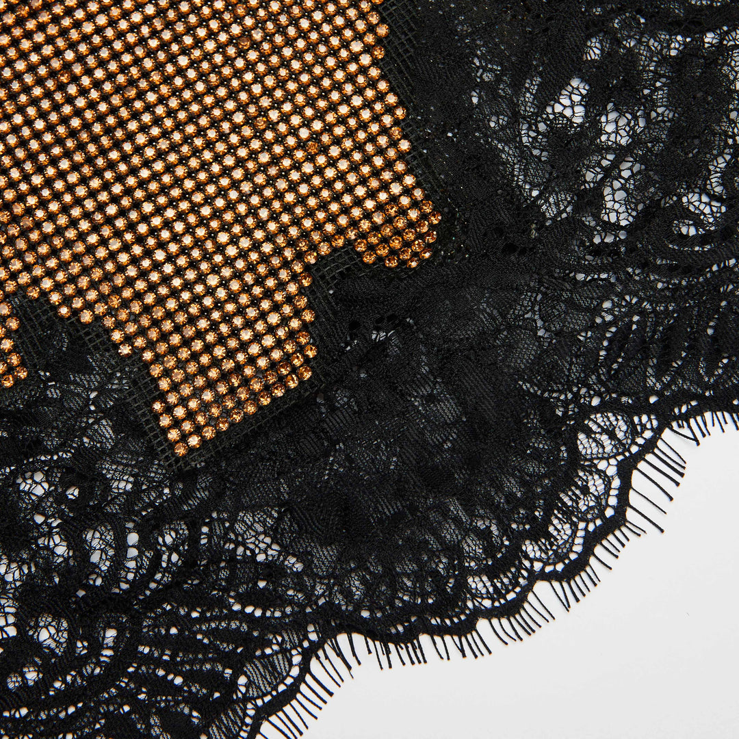 Brown Crystal Chainmail Mini Skirt – self-portrait