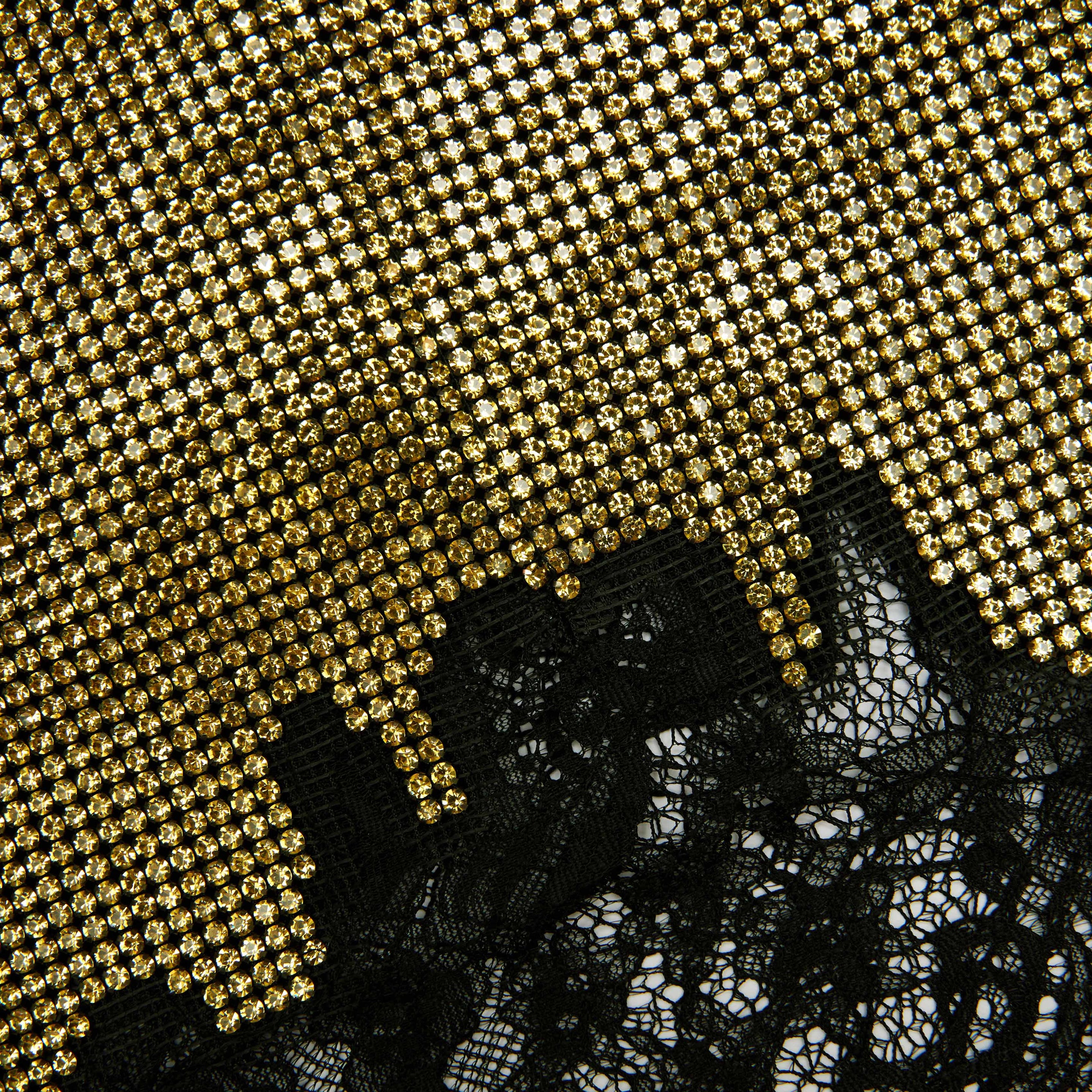 Champagne Crystal Chainmail Top – self-portrait