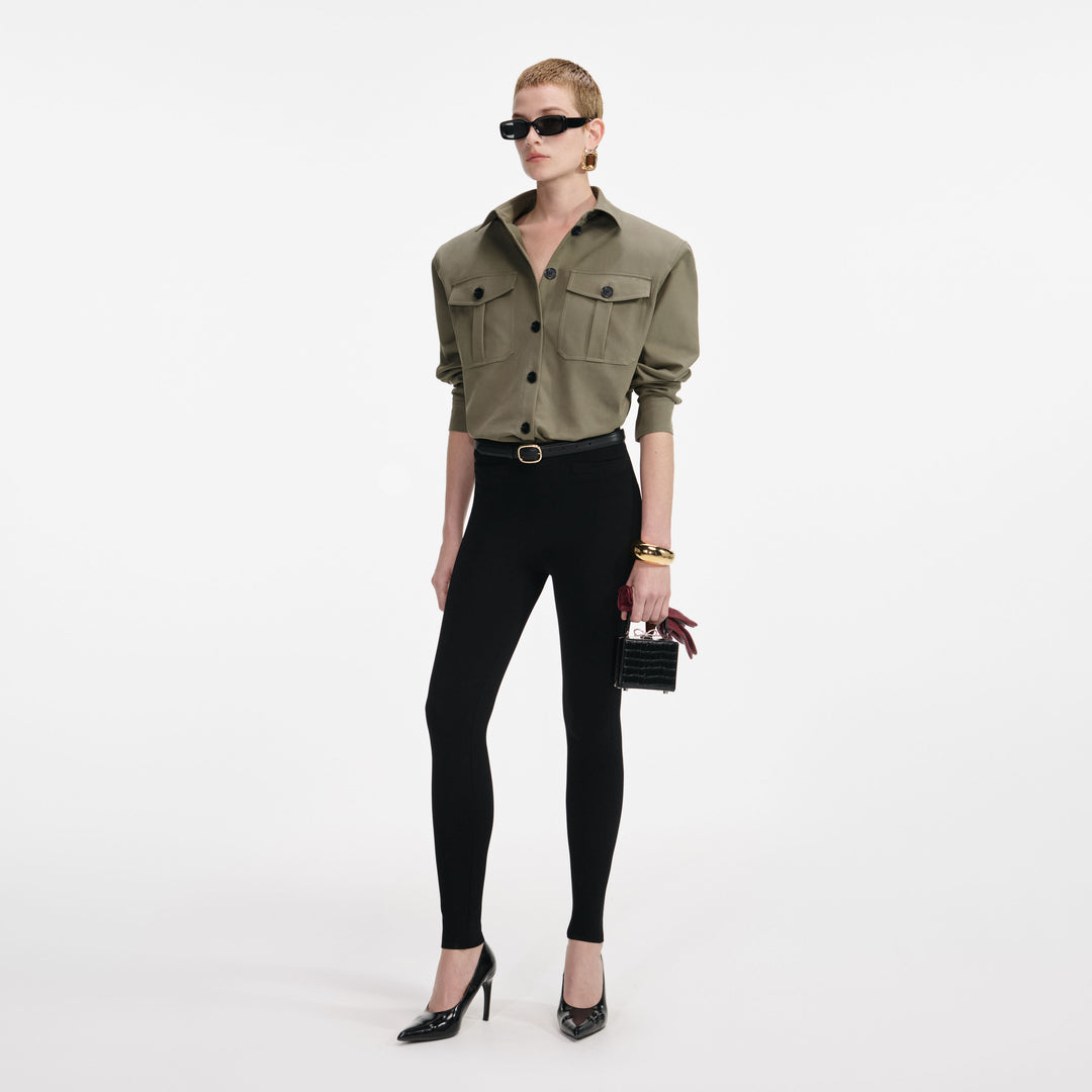 Green Cotton Shirt – self-portrait