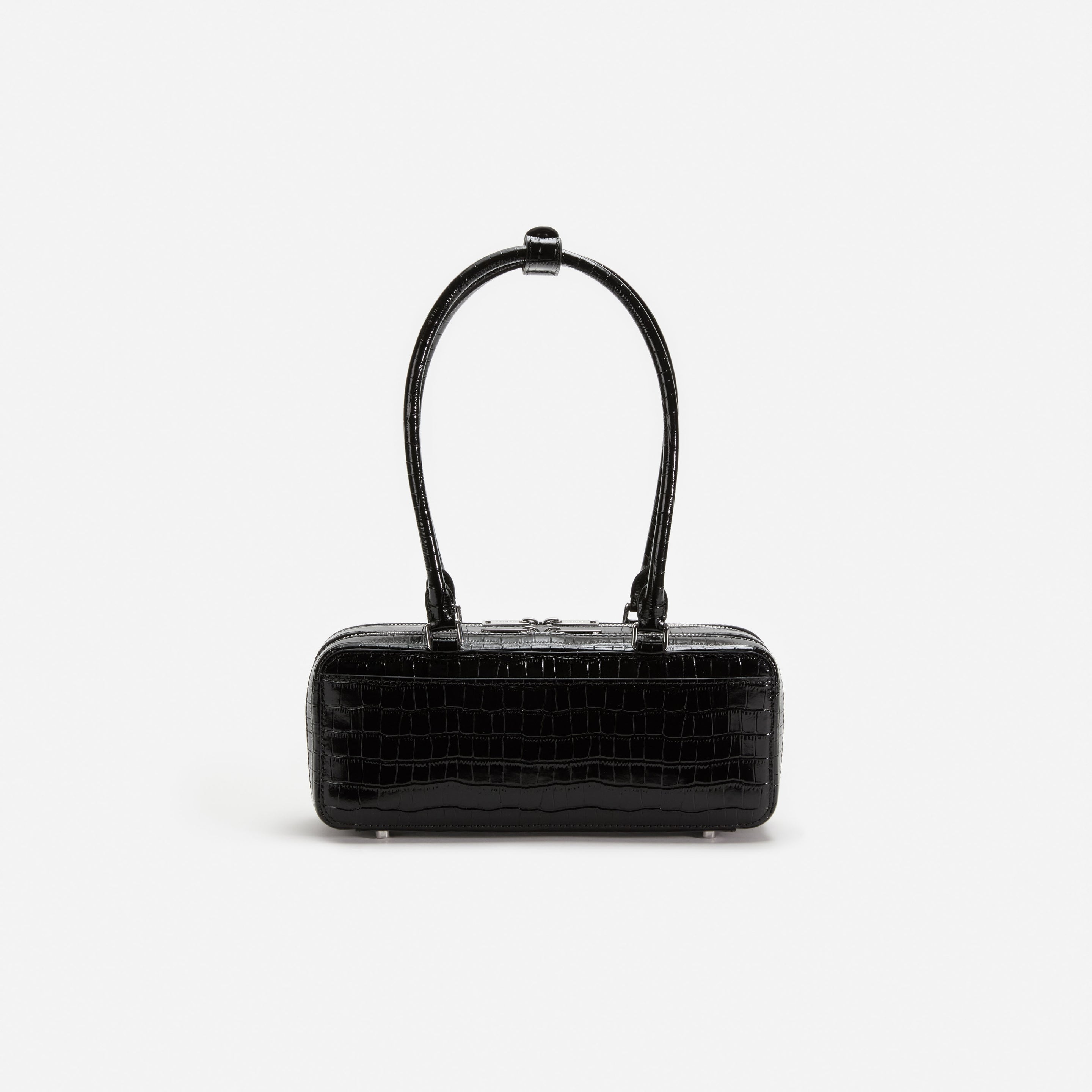 Black Croc Shoulder Bag – self-portrait