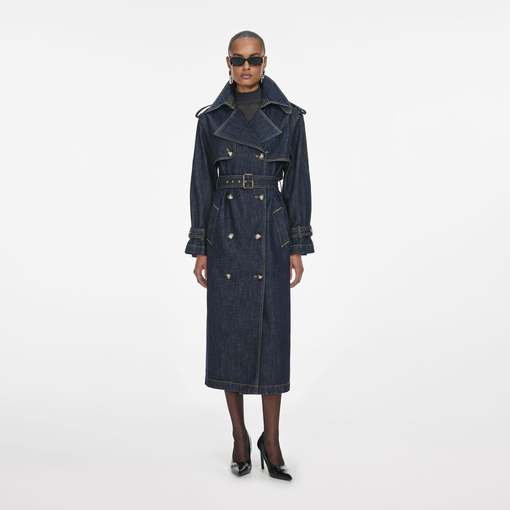 Indigo Denim Trench Coat – self-portrait