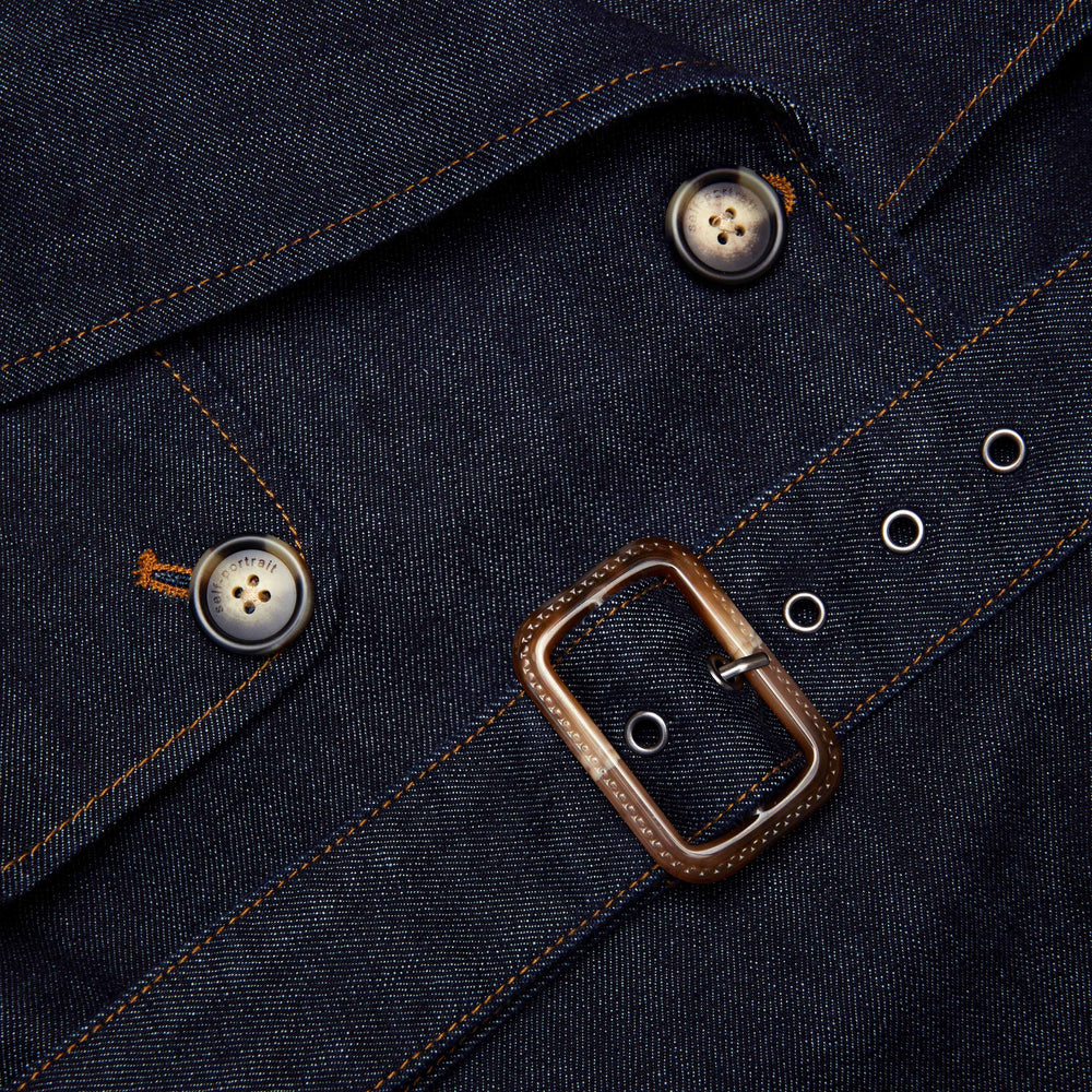 Indigo Denim Trench Coat – self-portrait