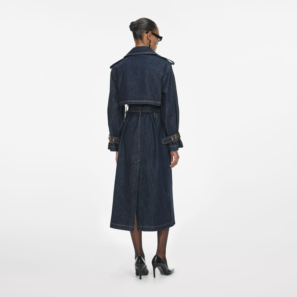 Indigo Denim Trench Coat – self-portrait