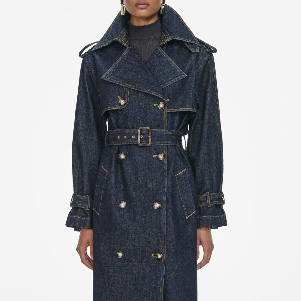 Indigo Denim Trench Coat – self-portrait
