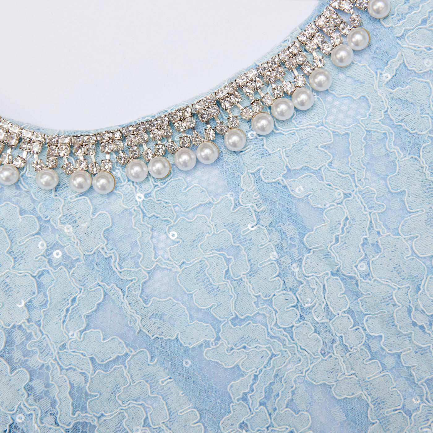 Blue Lace Embellished Midi Dress – self-portrait