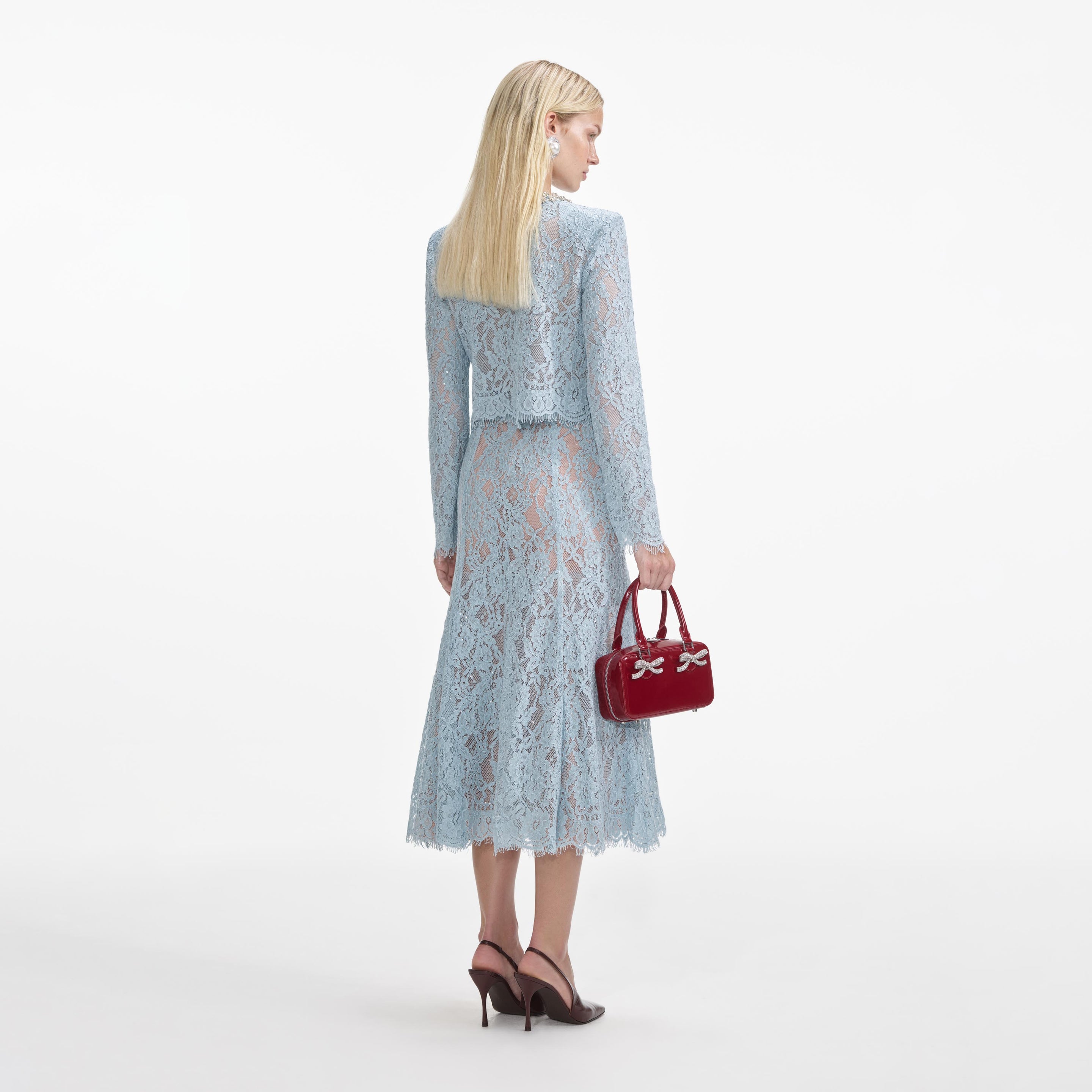 Blue Lace Embellished Top – self-portrait