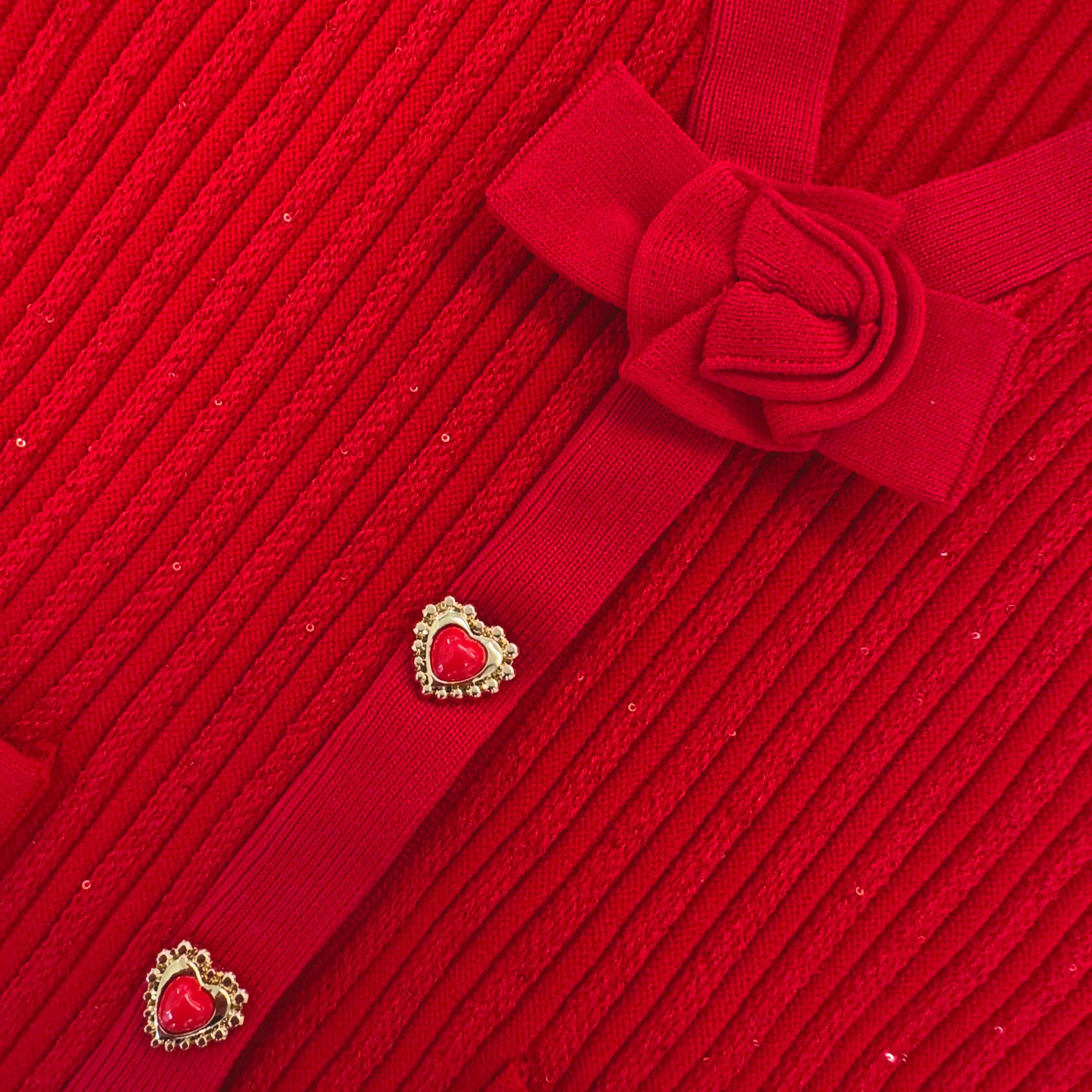 Red Ribbed Knit Cardigan – self-portrait