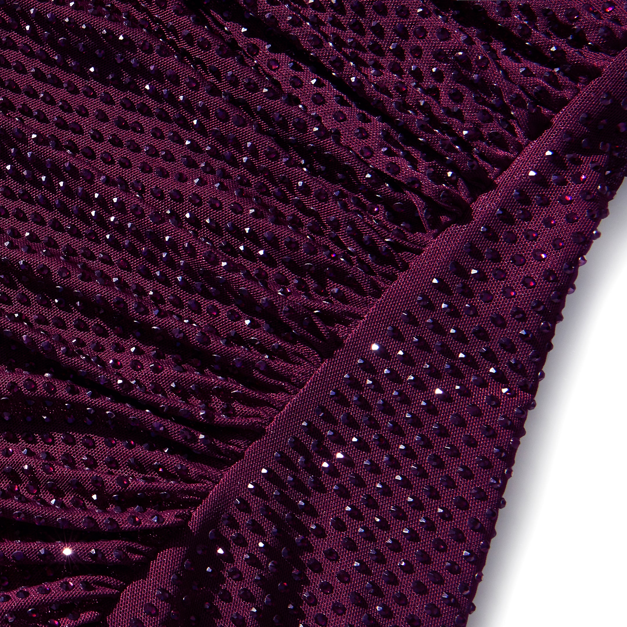 Burgundy Rhinestone Mesh Cut Out Midi Dress – self-portrait