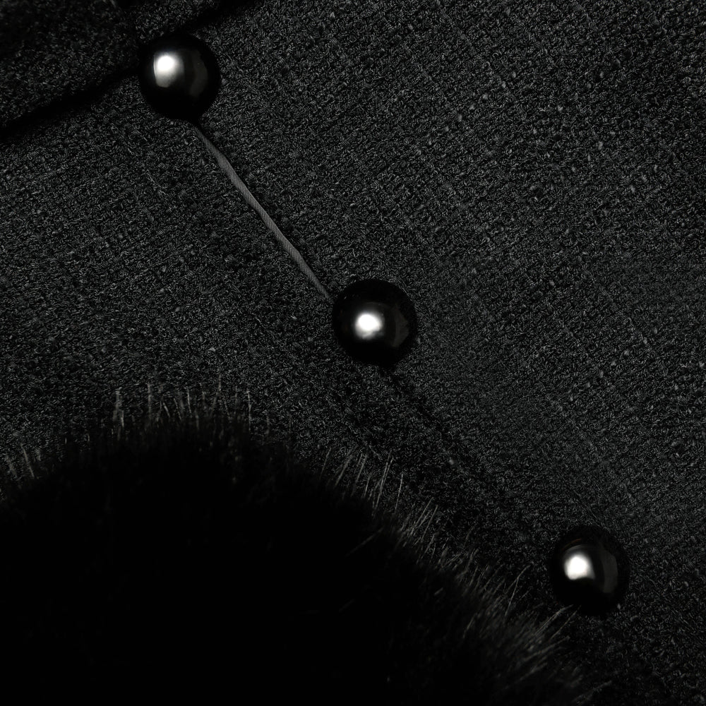 Black Boucle Faux Fur Cuff Jacket – self-portrait