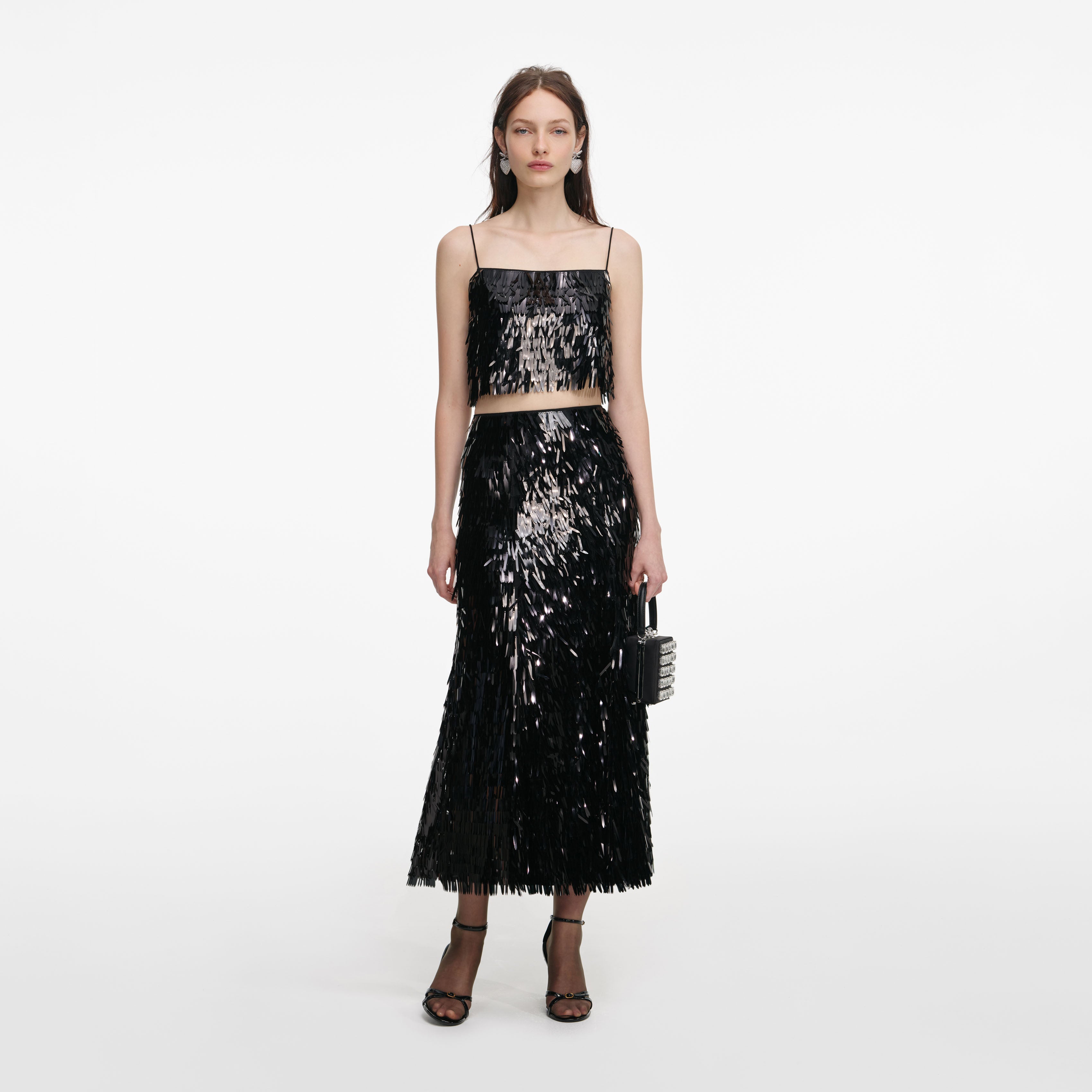Black Sequin Top – self-portrait