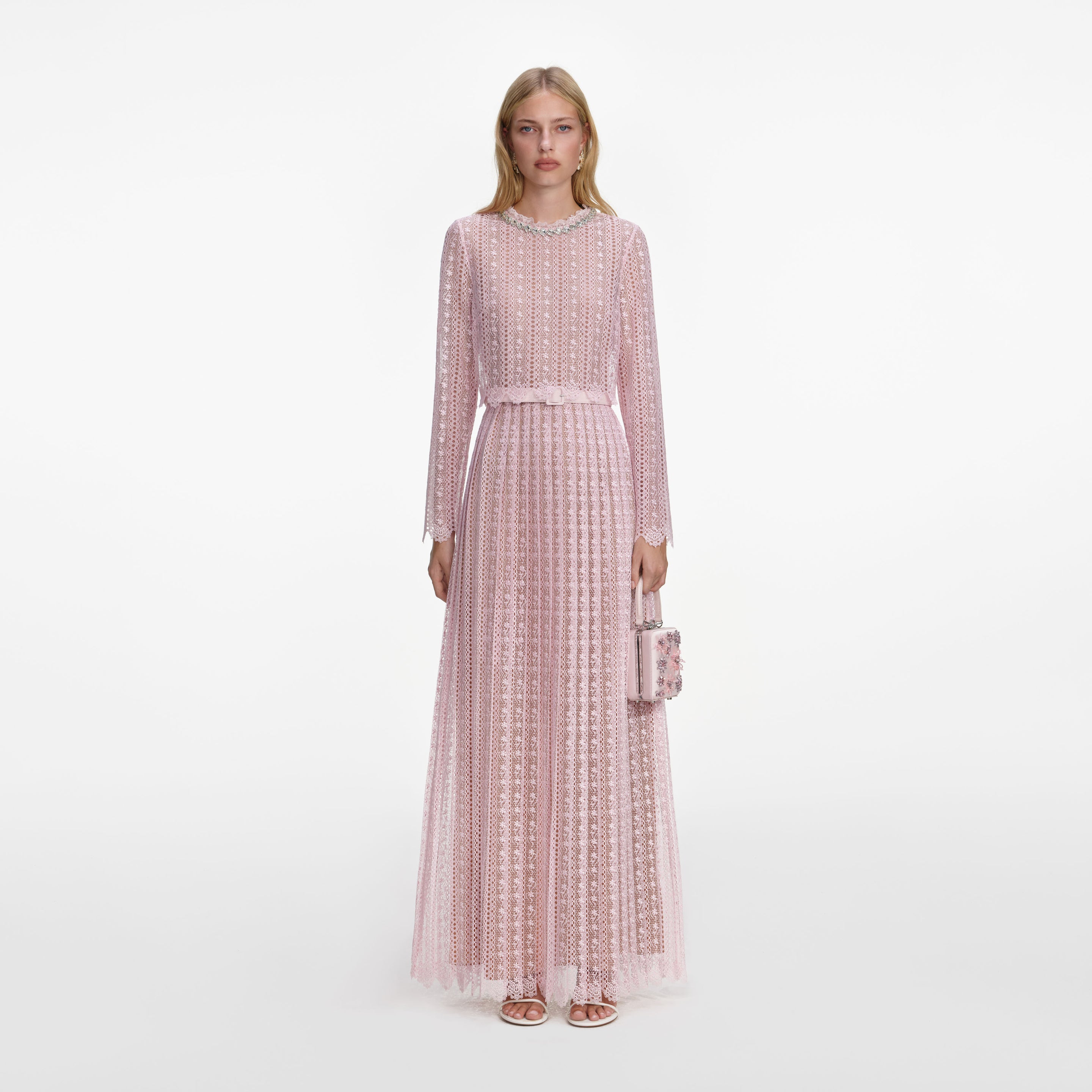 Pink Organza Lace Maxi Dress – self-portrait