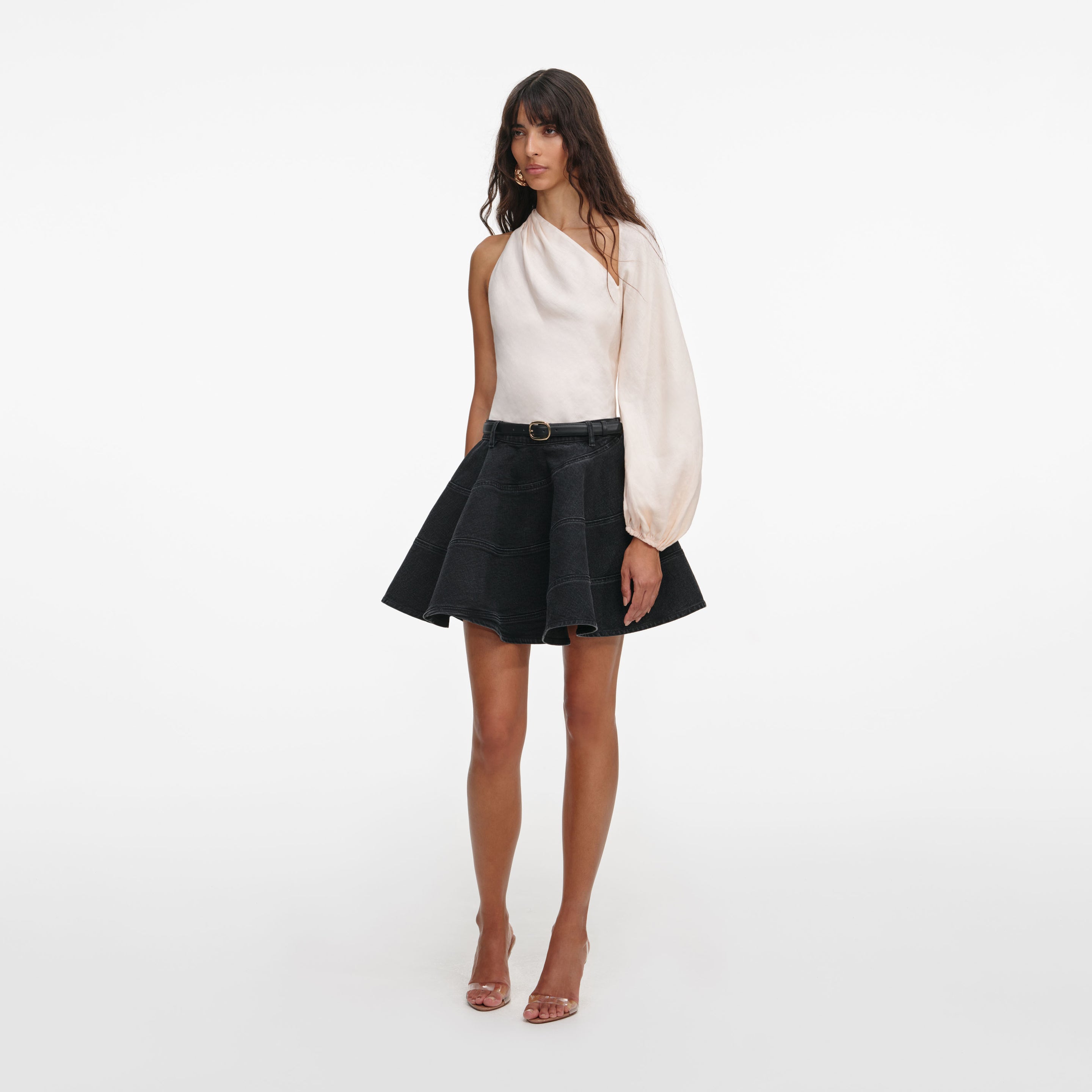 Cream Draped Sleeve Top – self-portrait