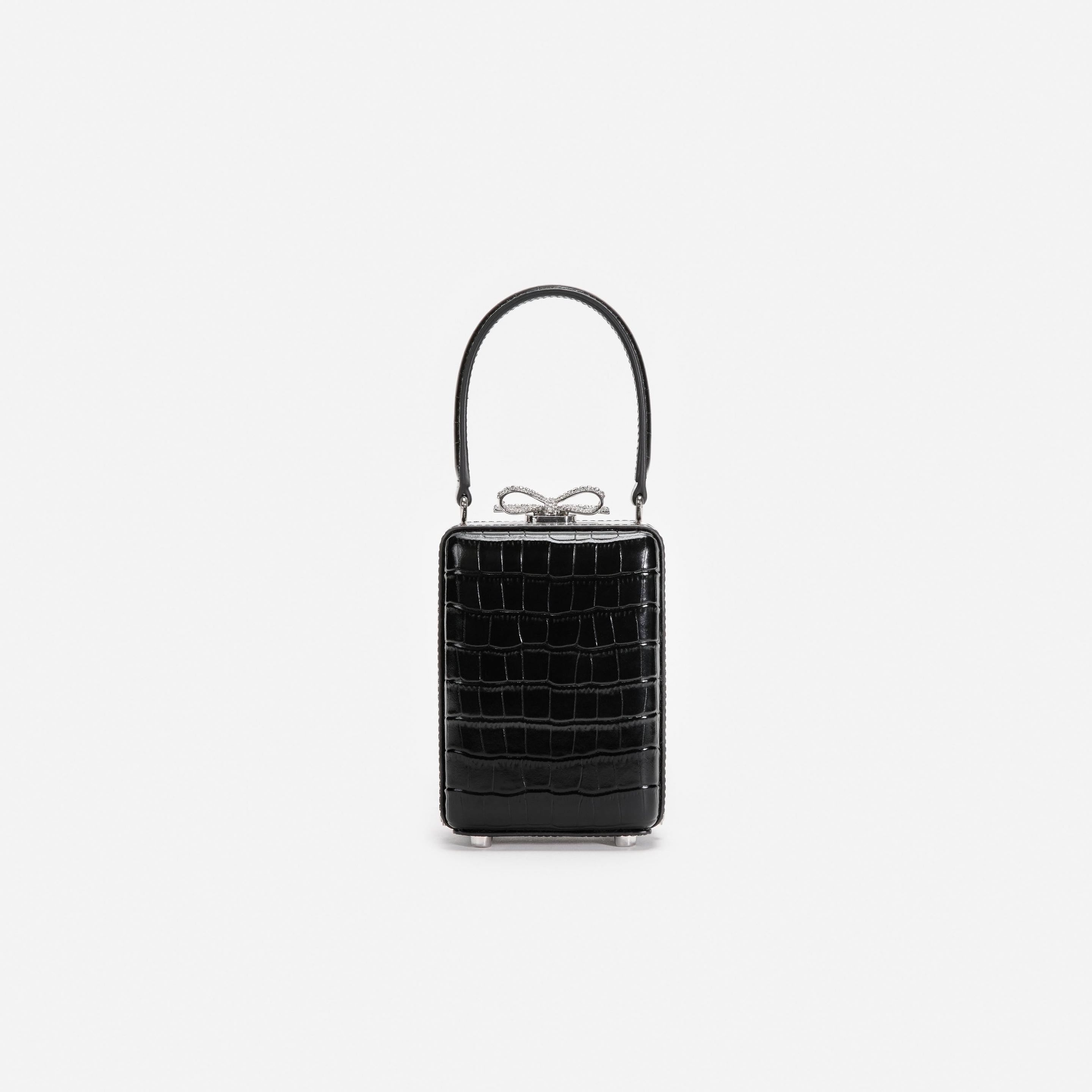 Black Croc Leather Micro Bag – self-portrait