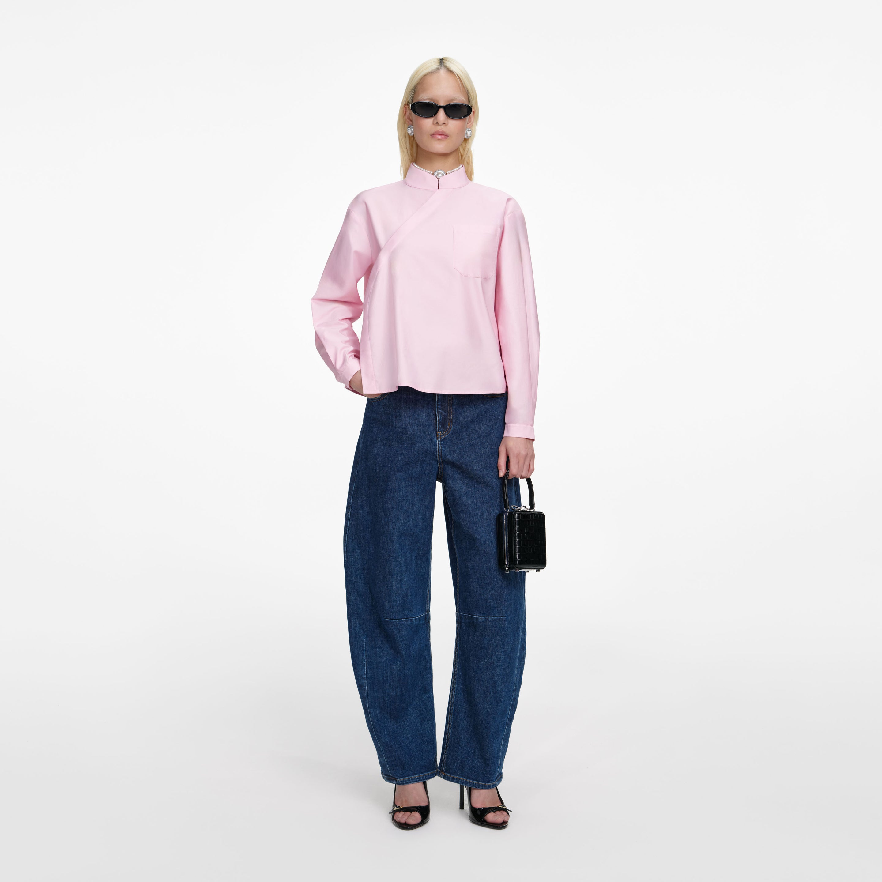 Pink Cotton Asymmetric Shirt – self-portrait
