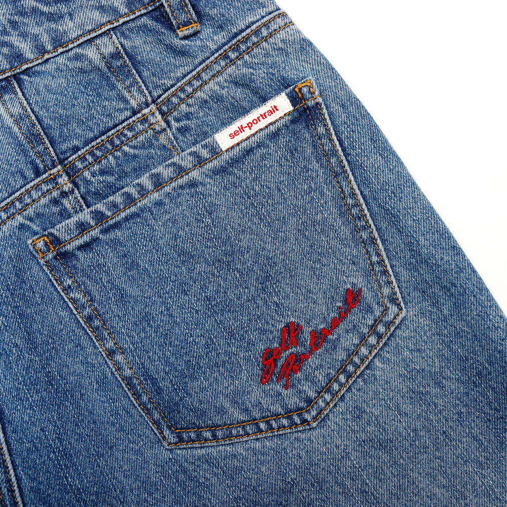 Blue Barrel Leg Jeans – self-portrait