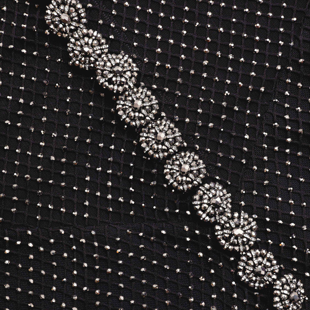 Black Rhinestone Fishnet Crossover Midi Dress – self-portrait