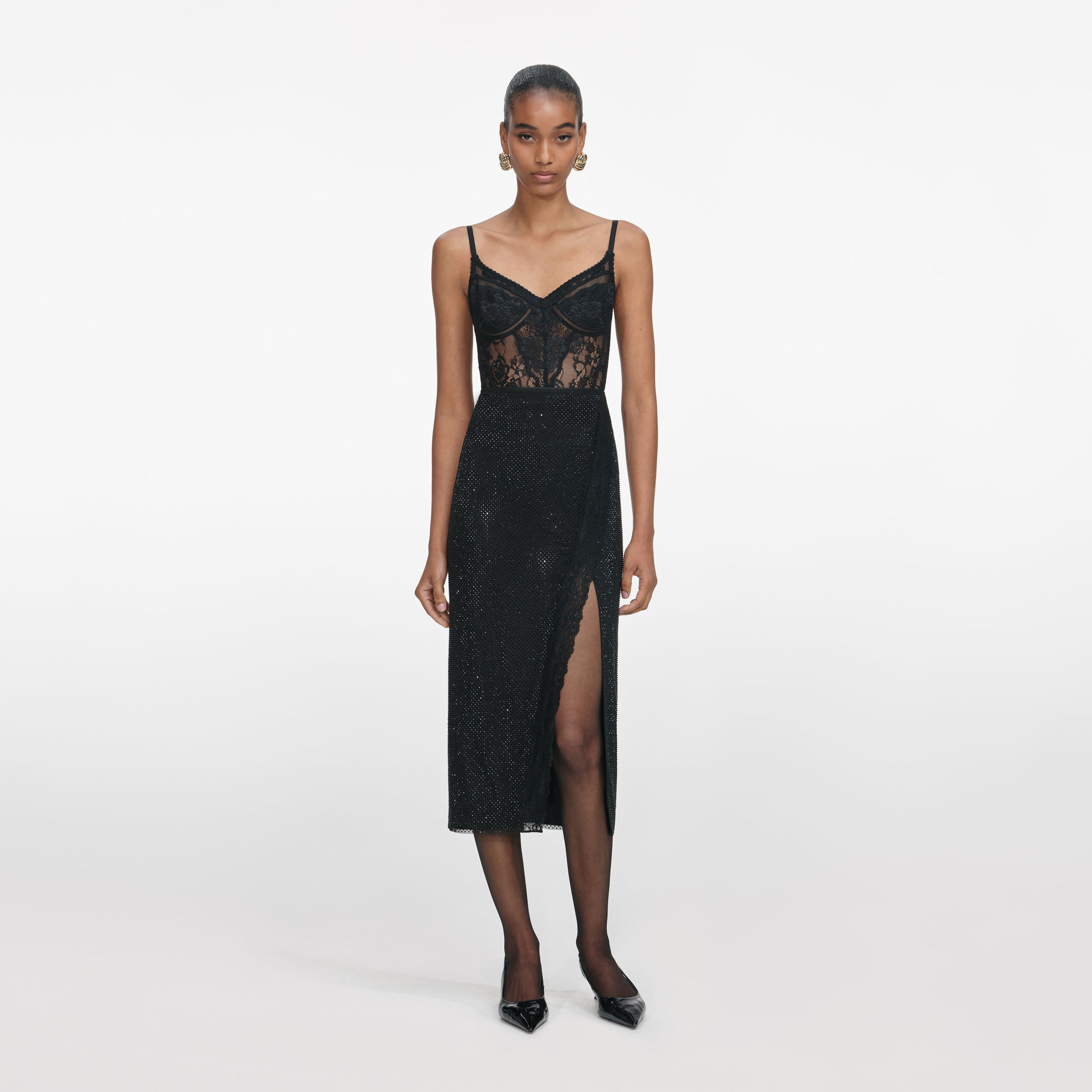 Black Lace Strappy Top – self-portrait