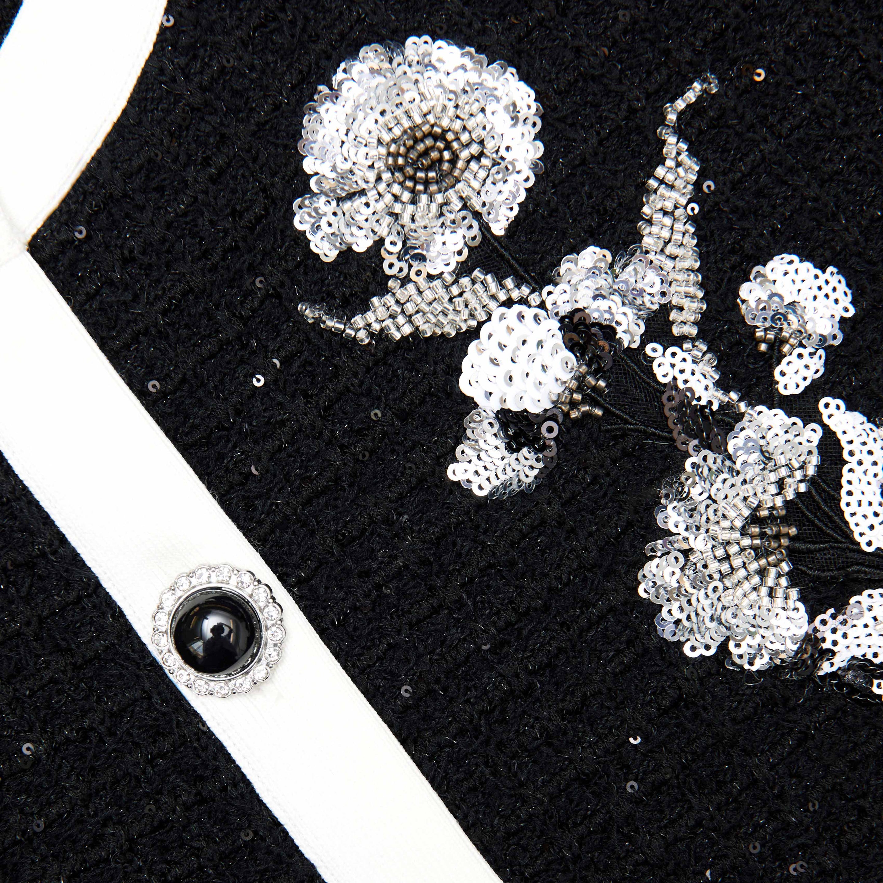 Black Floral Textured Knit Jacket – self-portrait