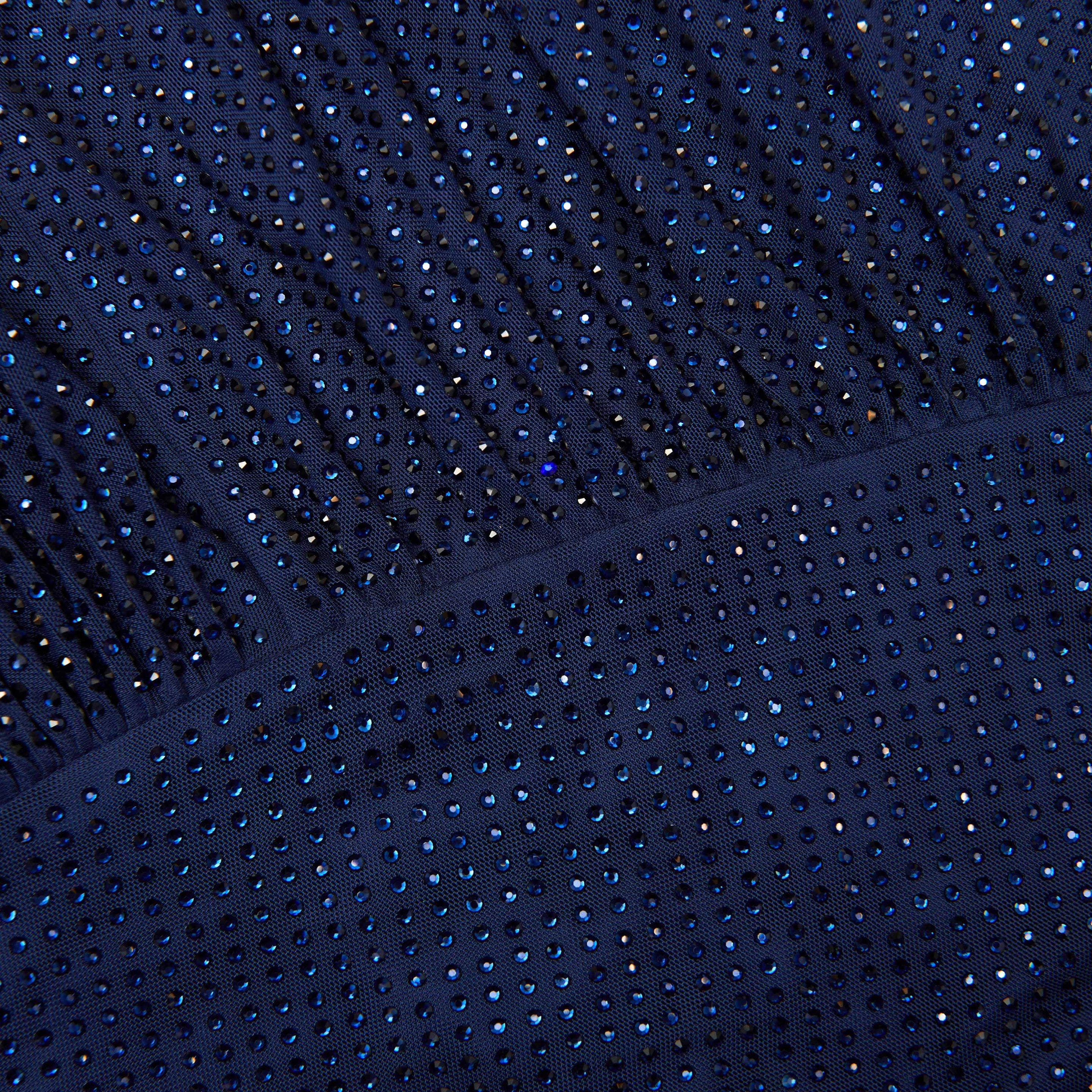 Navy Rhinestone Mesh Cut Out Maxi Dress – self-portrait