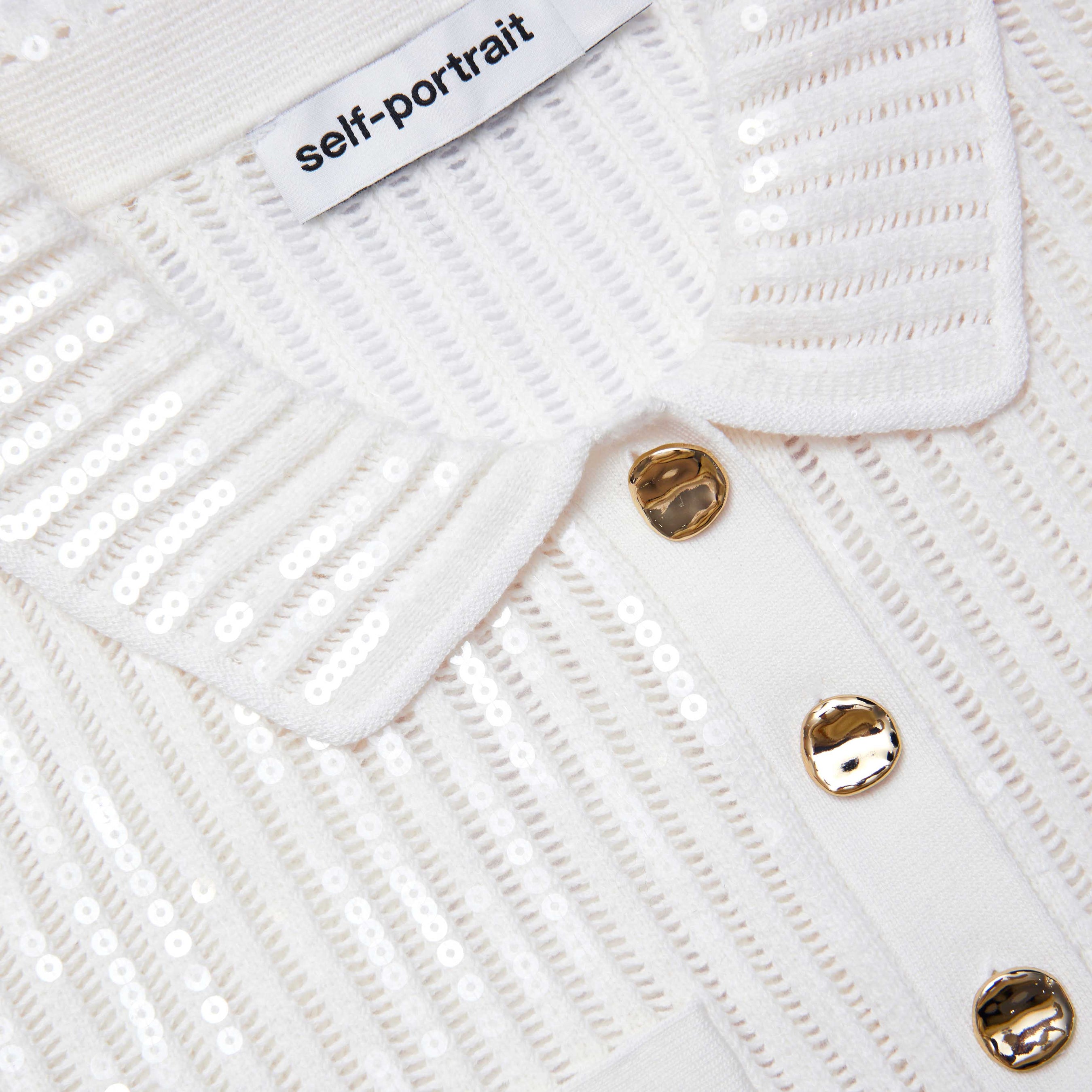 White Sequin Crochet Mini Dress – self-portrait