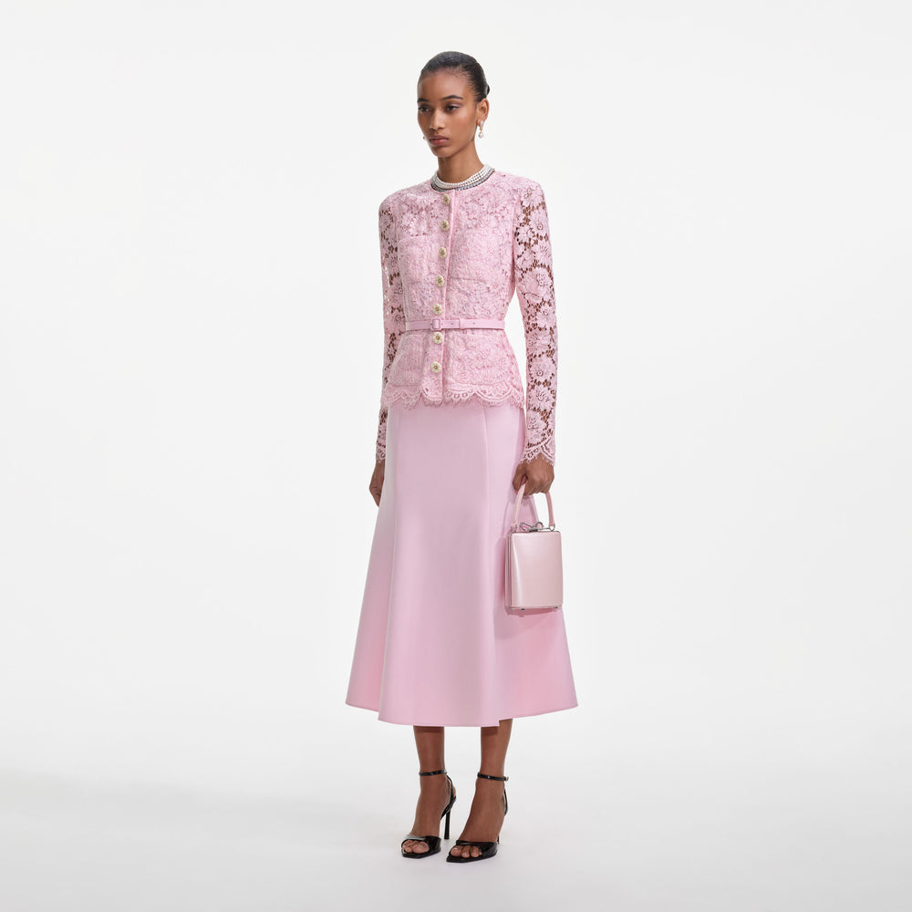 Pink Tailored Lace Midi Dress – self-portrait
