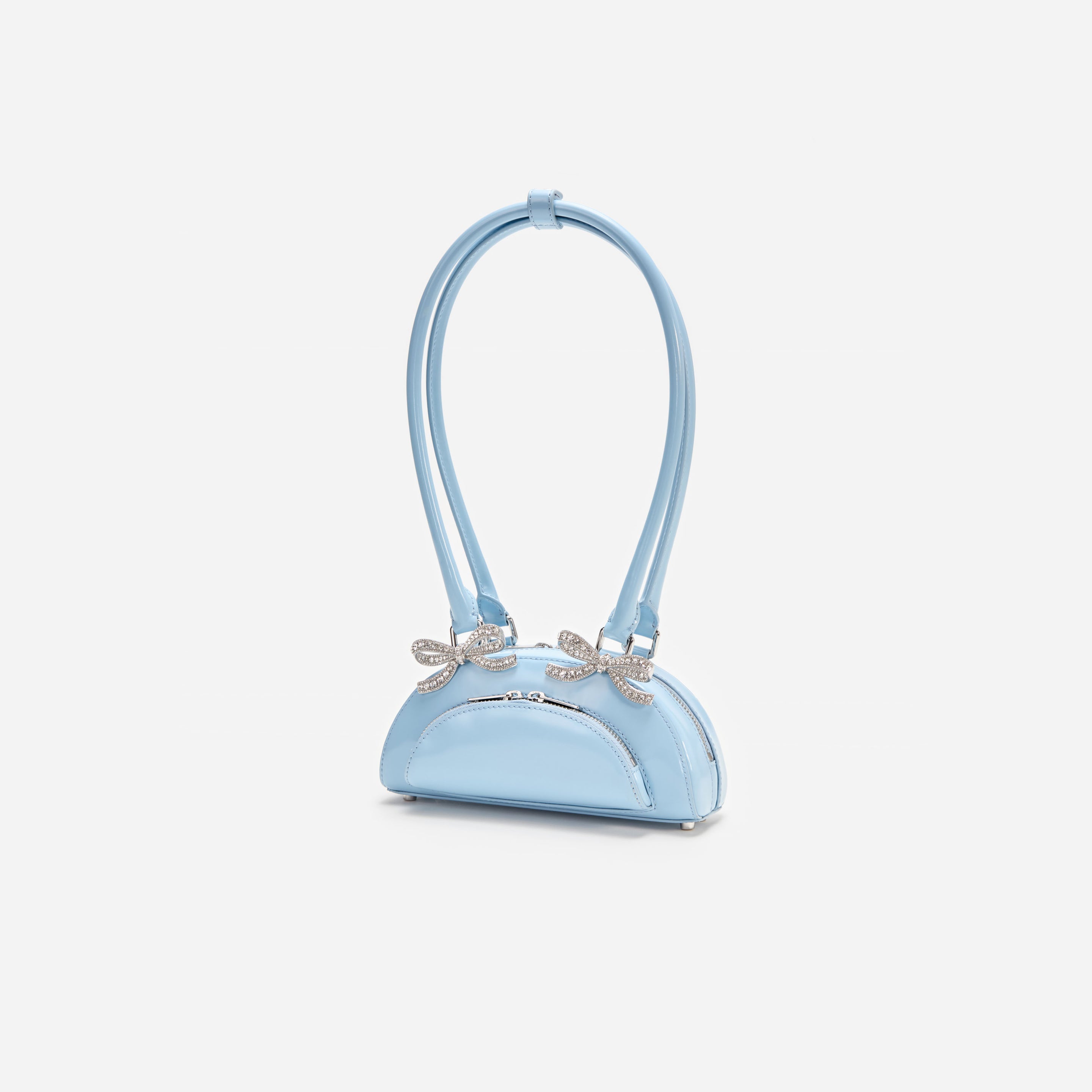 Blue Leather Curved Mini Shoulder Bag – self-portrait