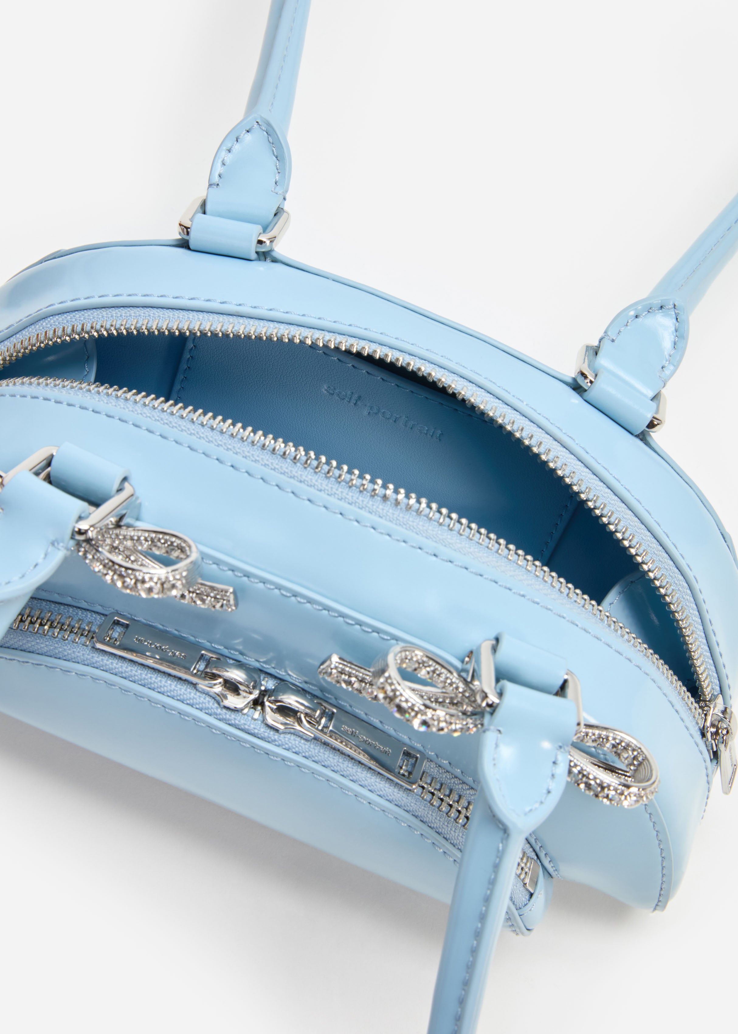 Blue Leather Curved Mini Shoulder Bag – self-portrait