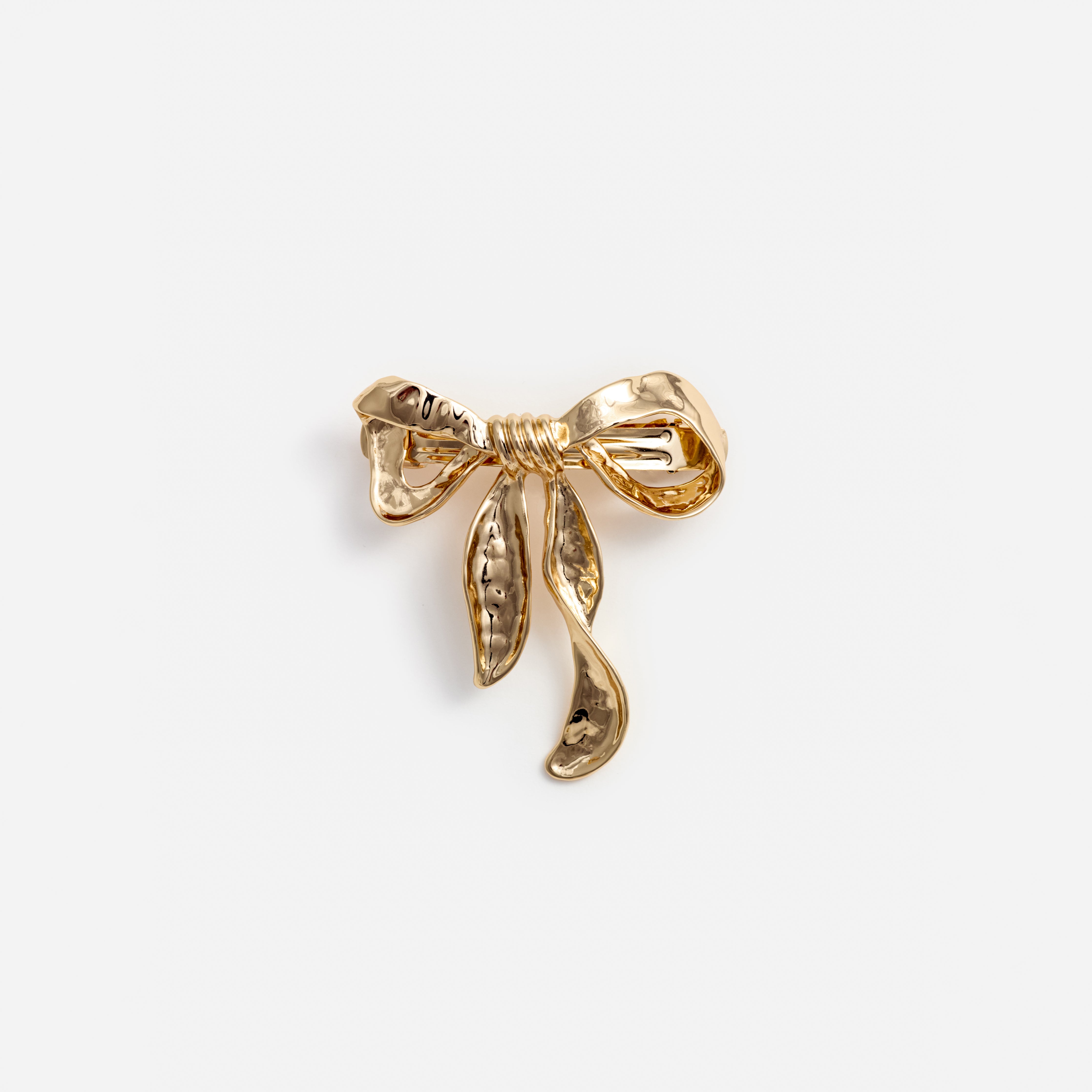 Mottled Gold Bow Hairclip – self-portrait