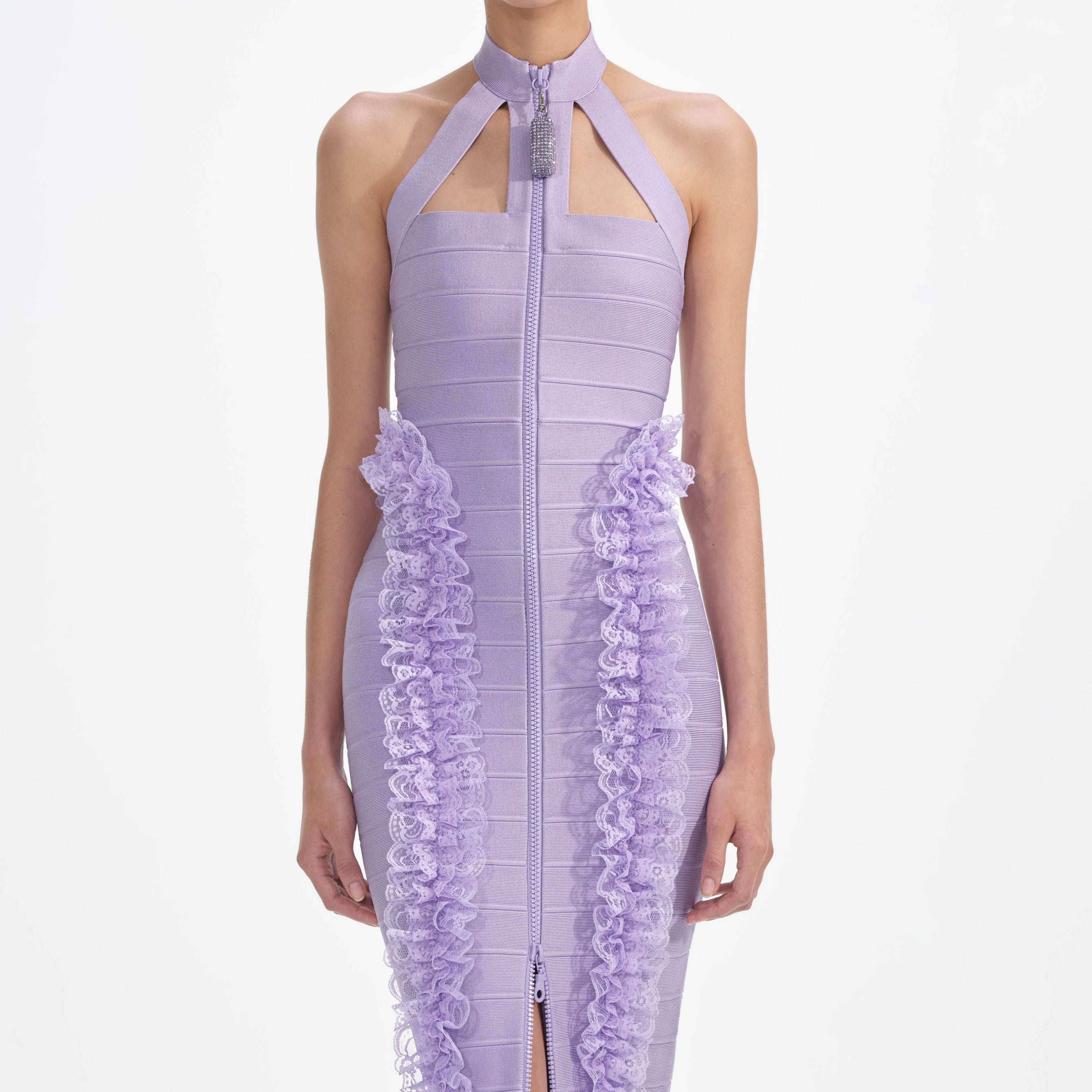 Purple Knit Zip Ruffle Maxi Dress | Christopher Kane Residency – self ...