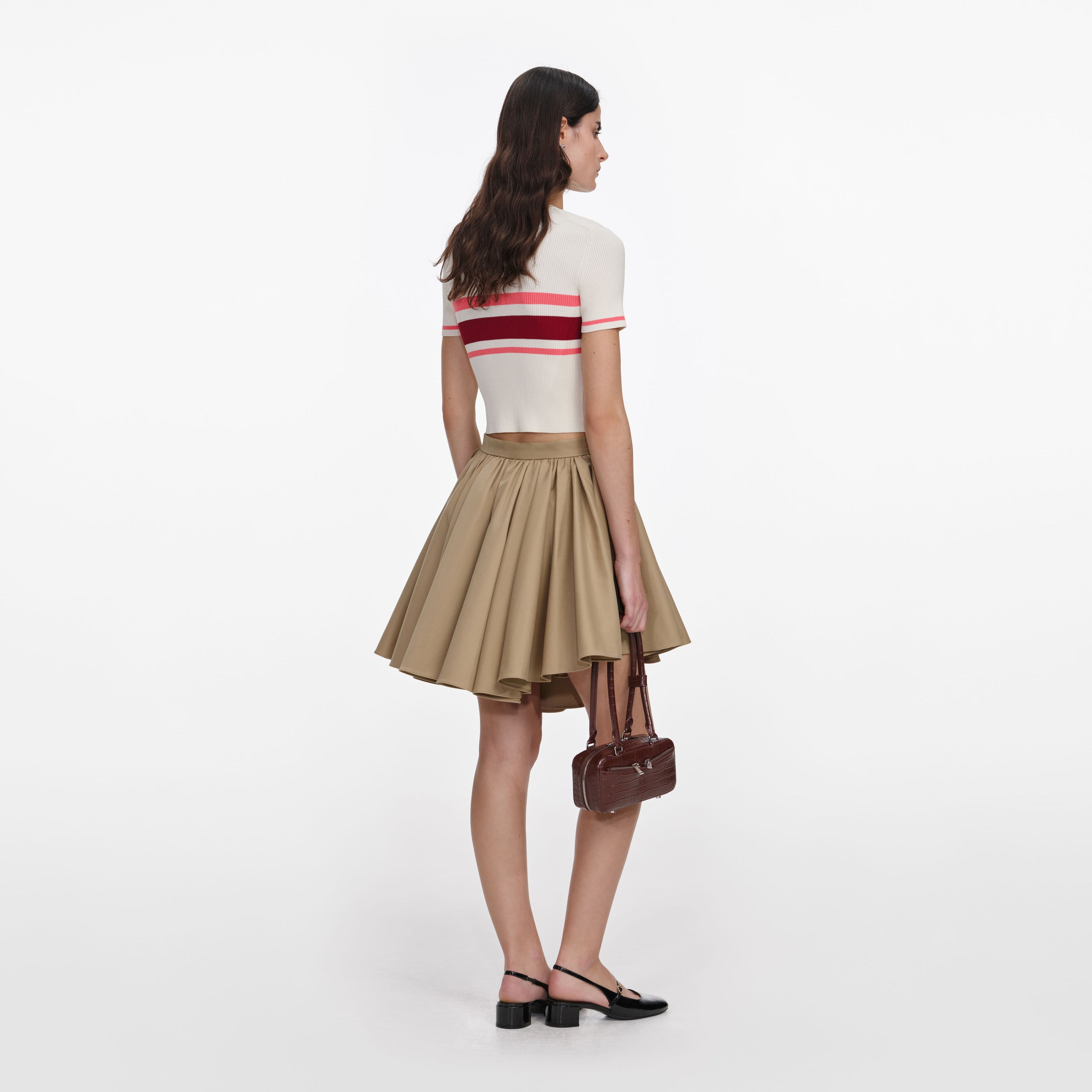 Cream Stripe Viscose Knit Top – self-portrait