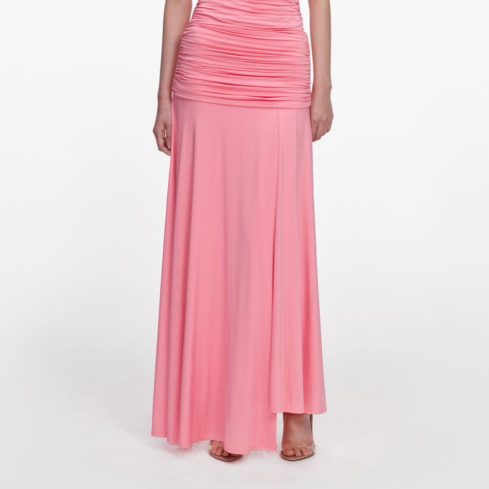 Pink Jersey Gathered Maxi Skirt – self-portrait