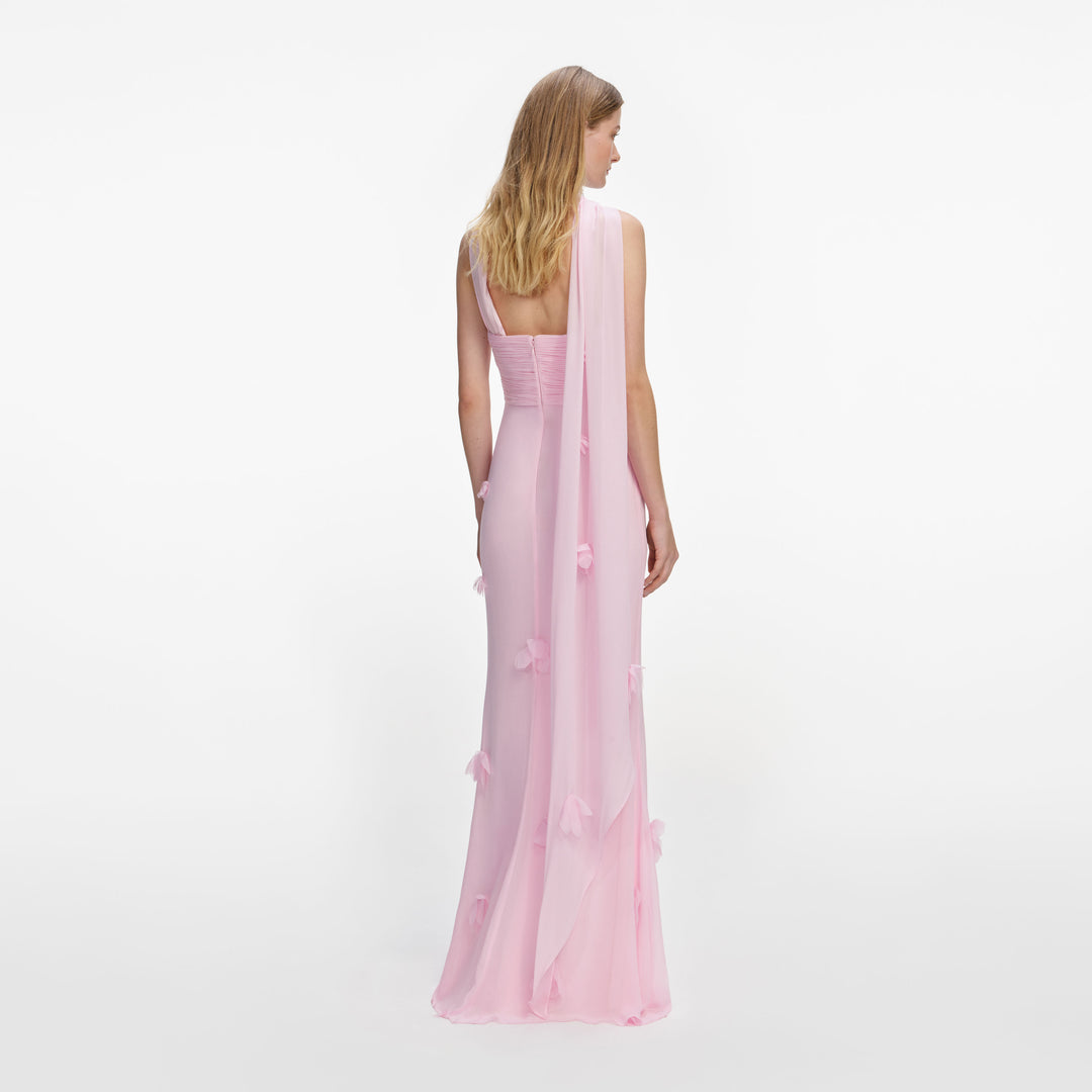Pink Georgette Scarf Maxi Dress – self-portrait