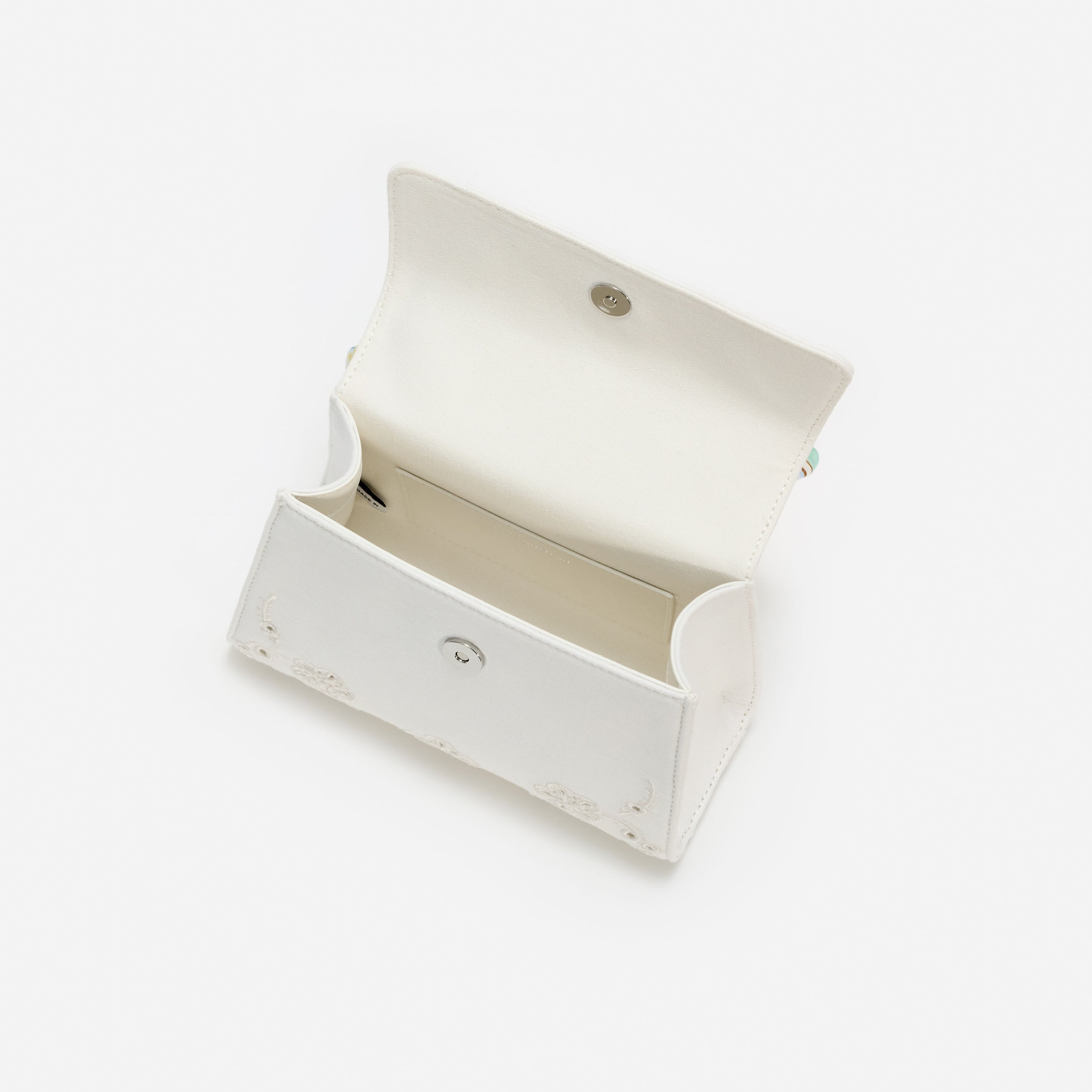 Cream Linen Mint Floral Mini Bag – self-portrait