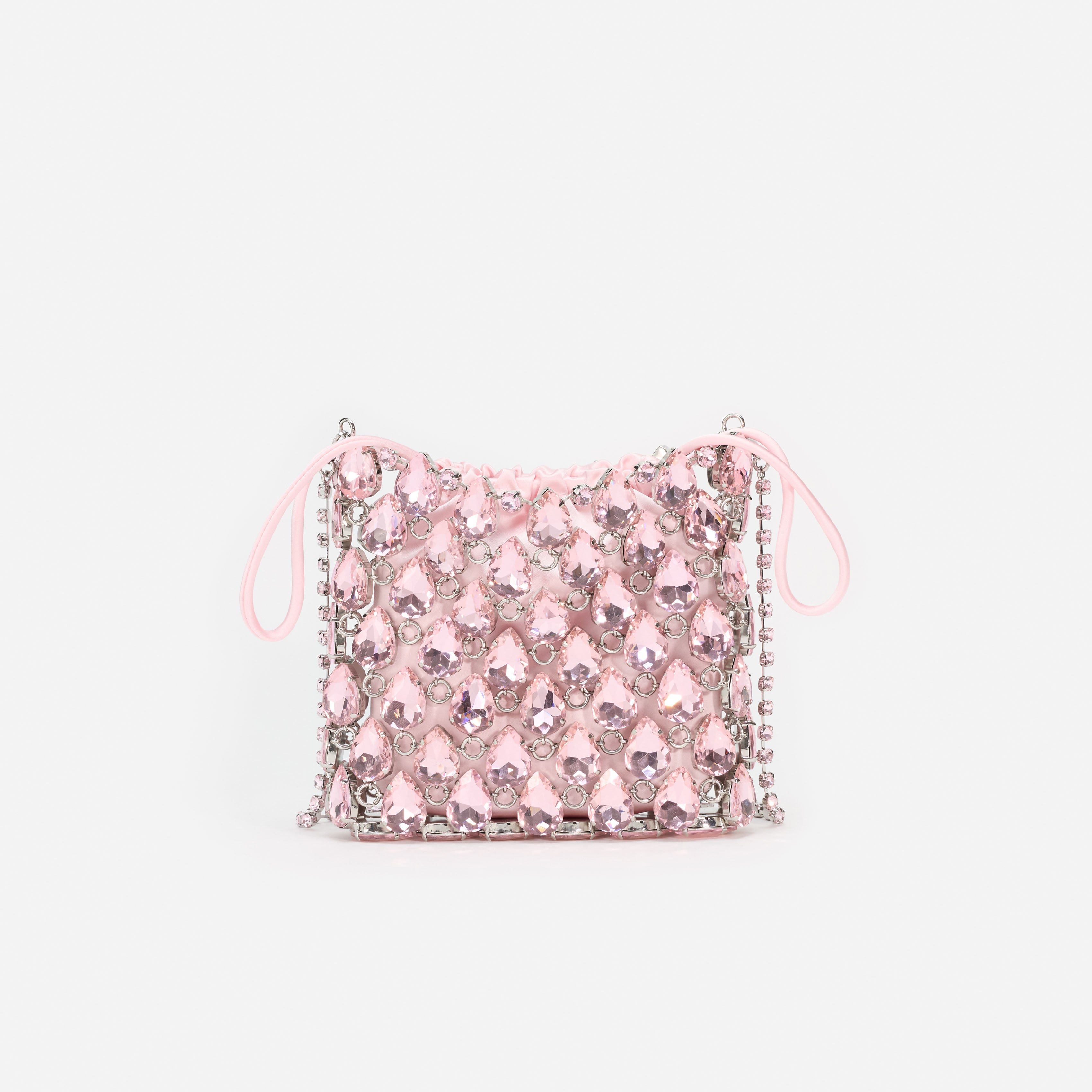 Pink Crystal Chainmail Mini Bag – self-portrait