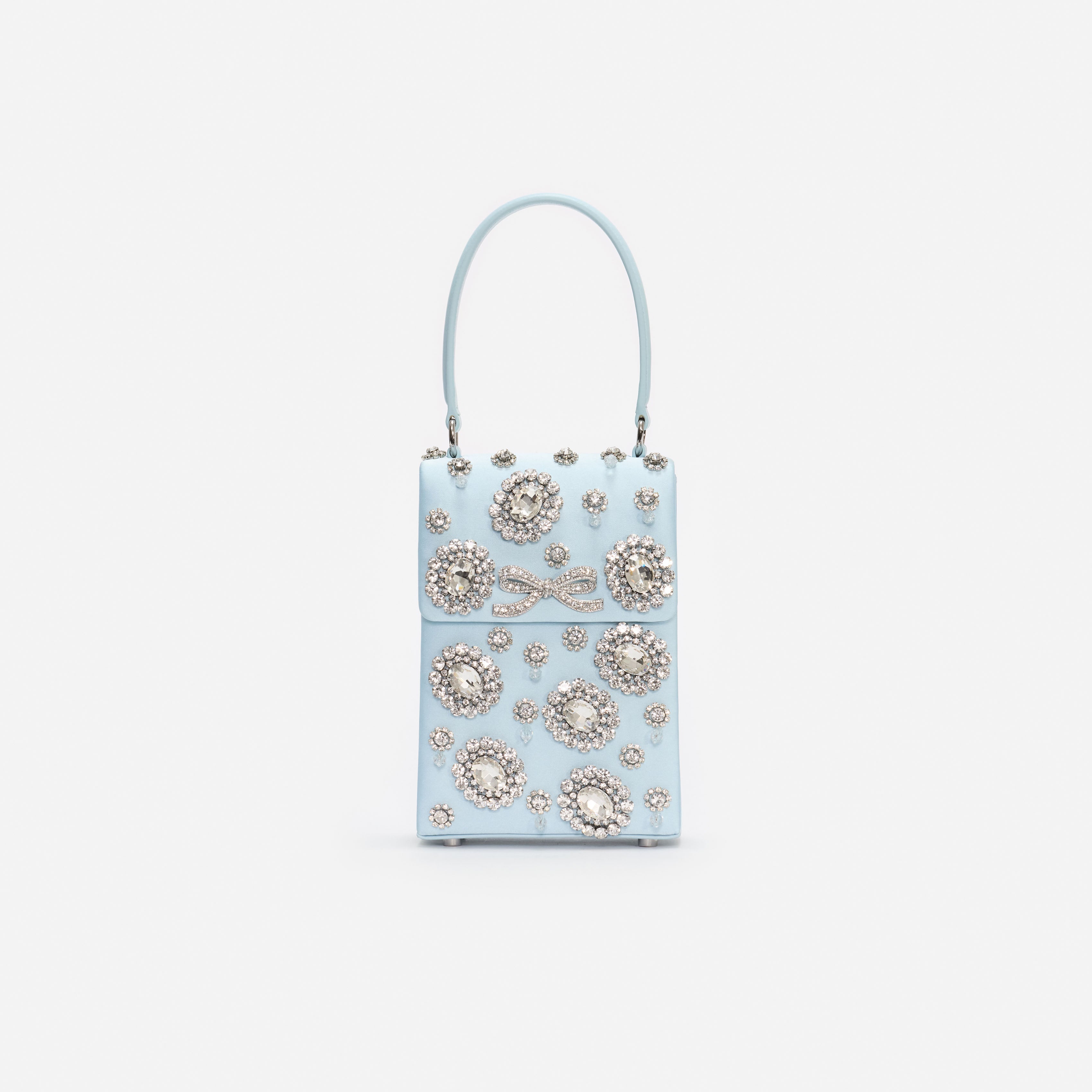 Blue Satin Crystal Mini Bow Bag – self-portrait