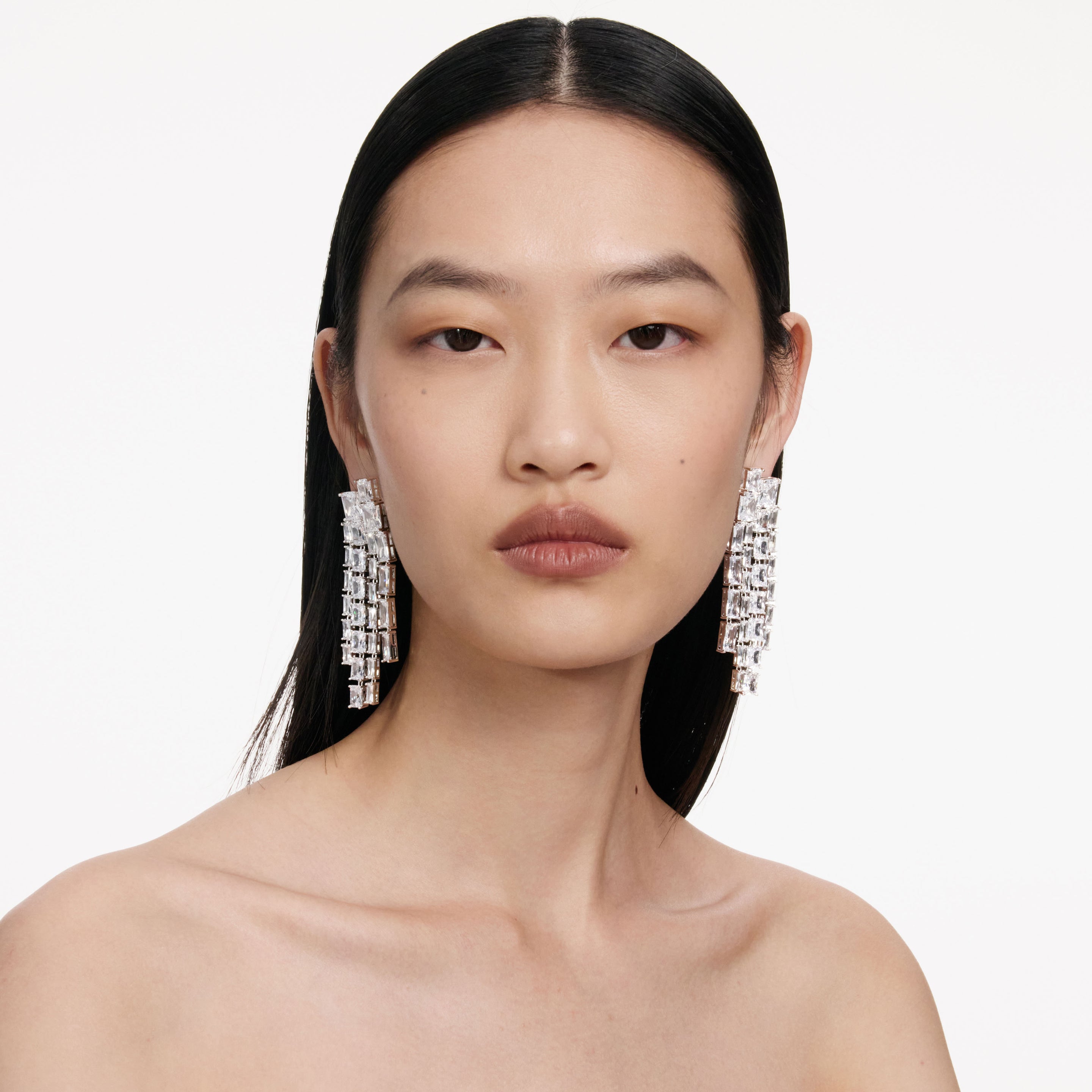 Square Crystal Dangle Earrings – self-portrait