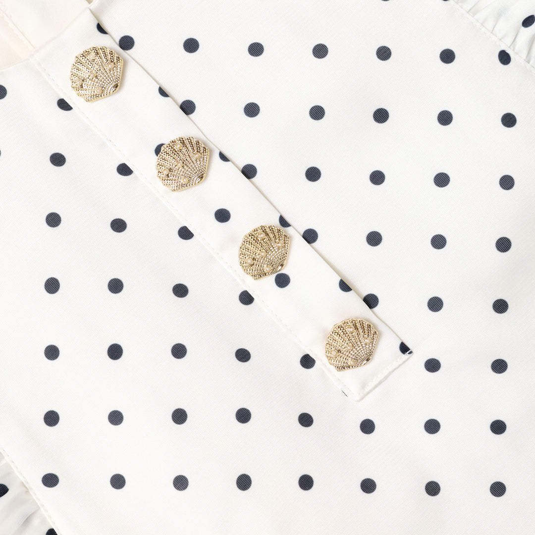 Cream Polka Dot Frill Dress – self-portrait