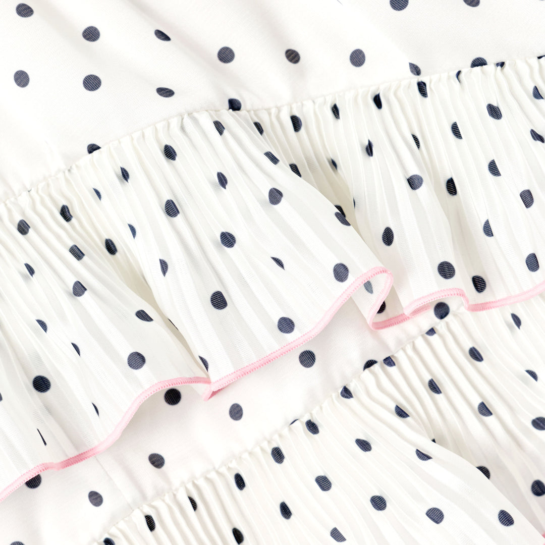 Cream Polka Dot Frill Top – self-portrait