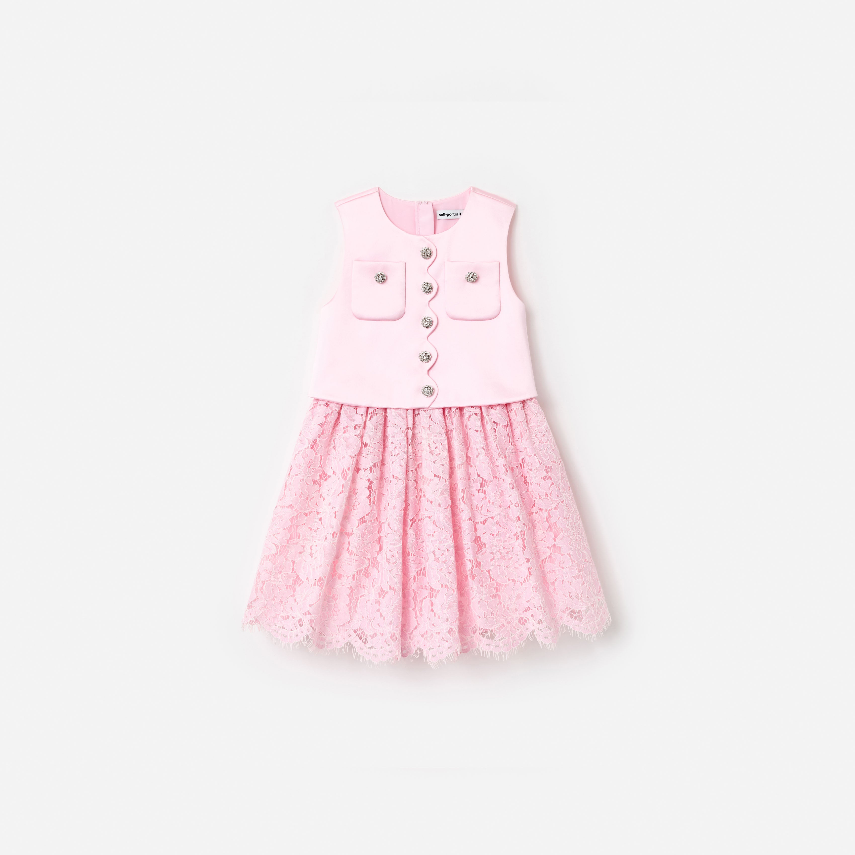 Pink Satin Lace Dress – self-portrait